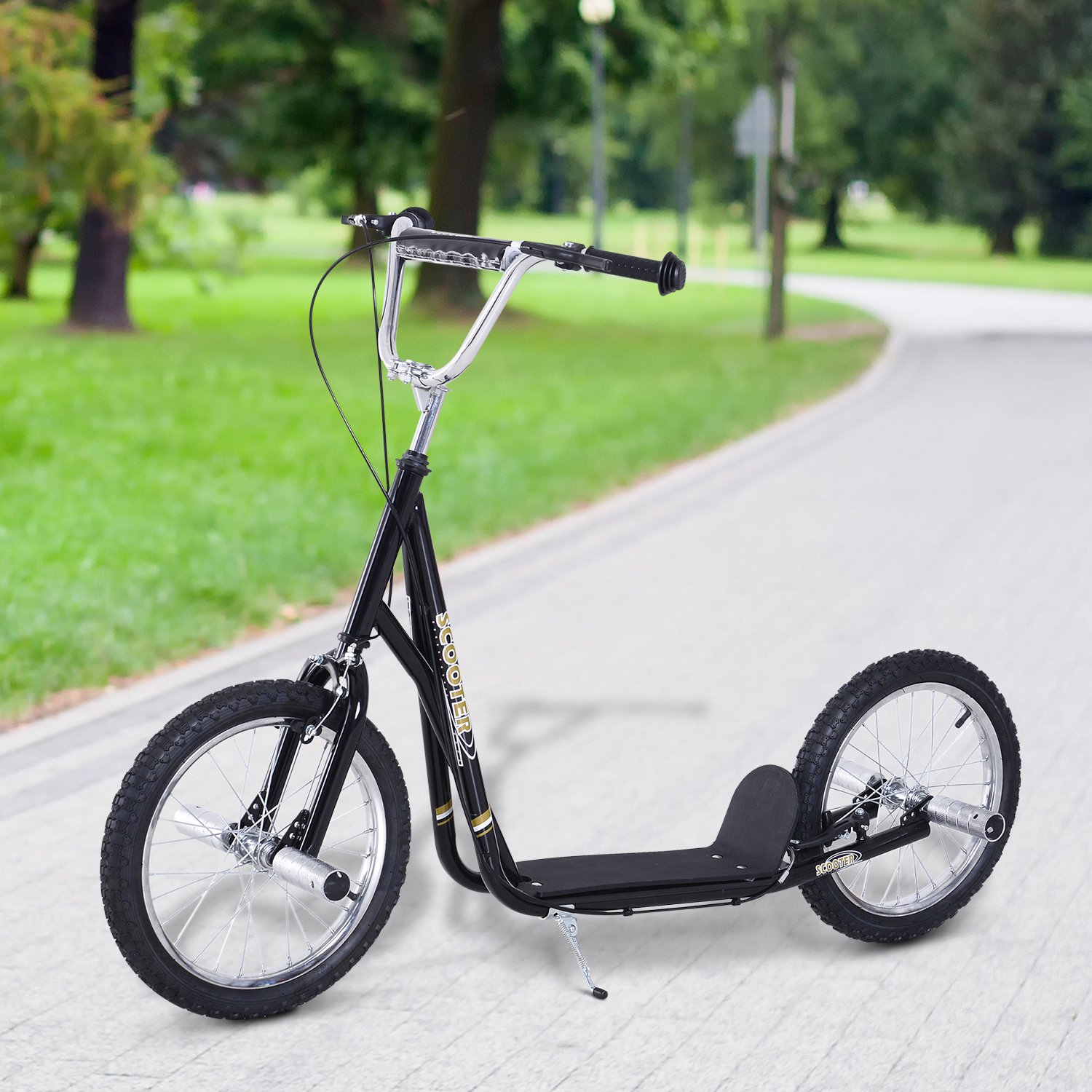 HOMCOM Pneumatic 16" Tyres Scooter-Black on Anglia Market: Two-Wheeled ...