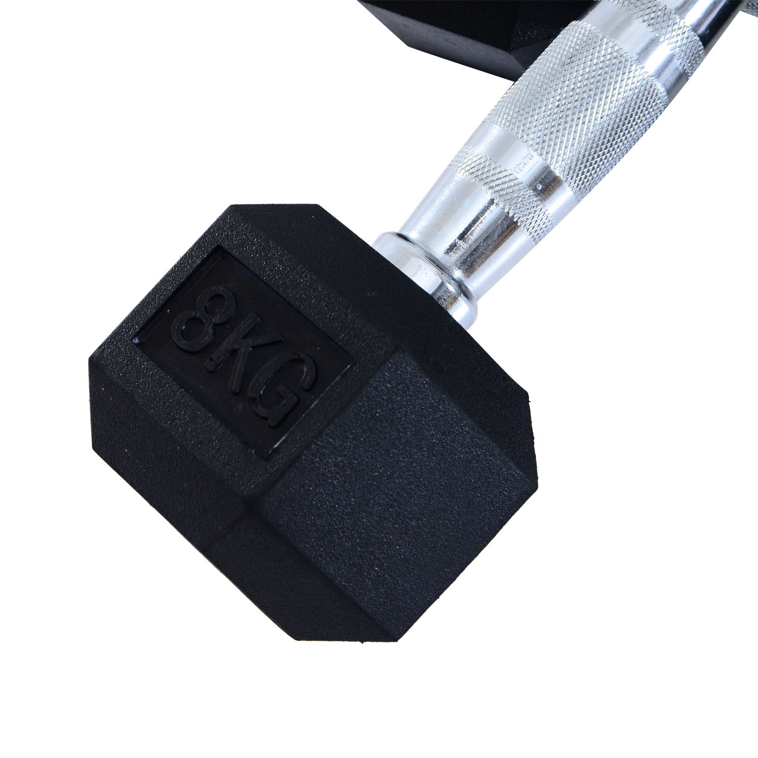 Rubber Hexagonal Dumbbell Set,2 pcs x 8 kg on Anglia Market