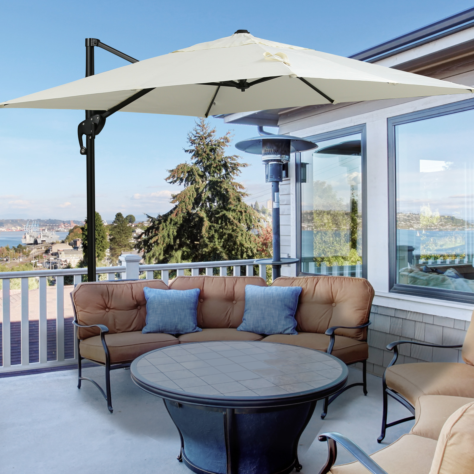 2.5 x 2.5m Cantilever Paraso Patio Offset l Umbrella Hanging Sun Shade ...