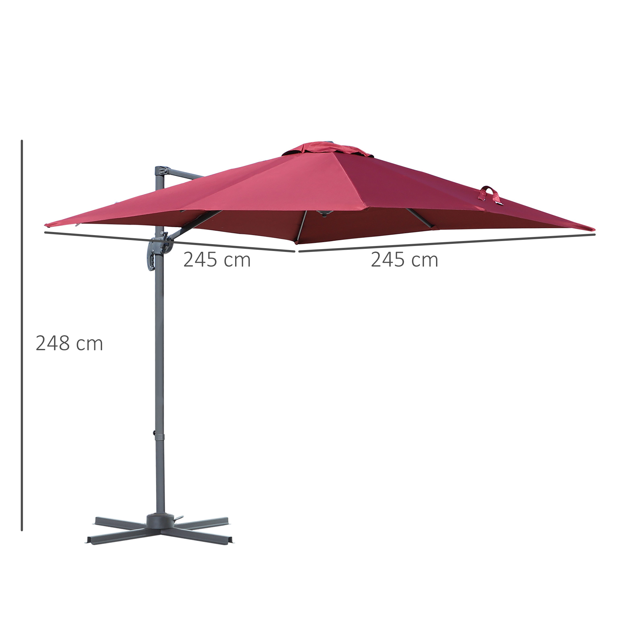 2.5 x 2.5m Cantilever Paraso Patio Offset l Umbrella Hanging Sun Shade ...