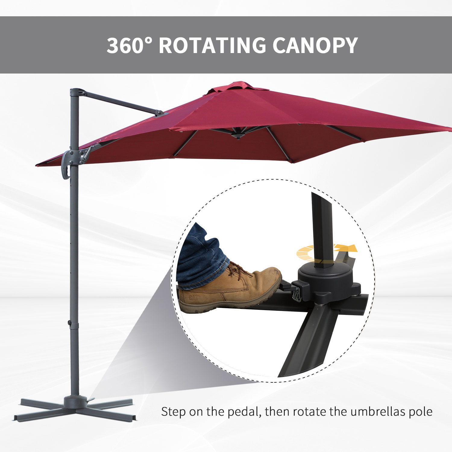 2.5 x 2.5m Cantilever Paraso Patio Offset l Umbrella Hanging Sun Shade ...