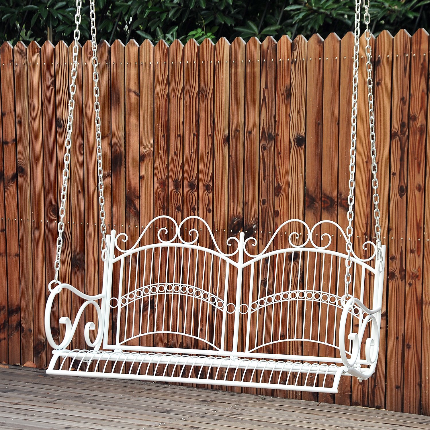 Outsunny Metal 2-Seater Outdoor Garden Swing Bench White on Anglia ...