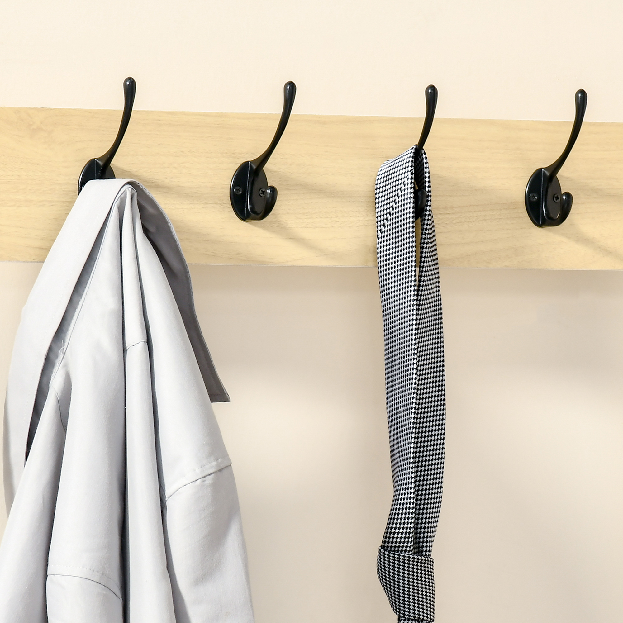 4 Hooks Wooden Garment Rack Freestanding Coat Rail Storage Shelves ...