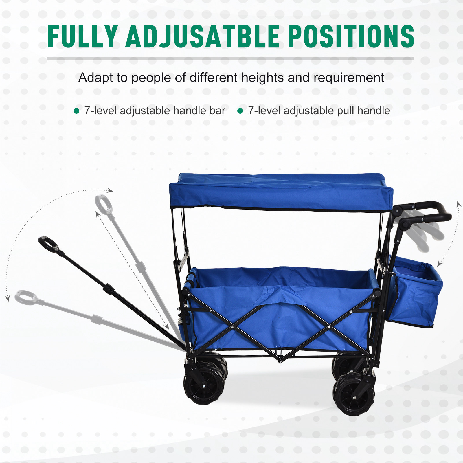 Folding Trolley Cart Storage Wagon Beach Trailer 4 Wheels with Handle ...