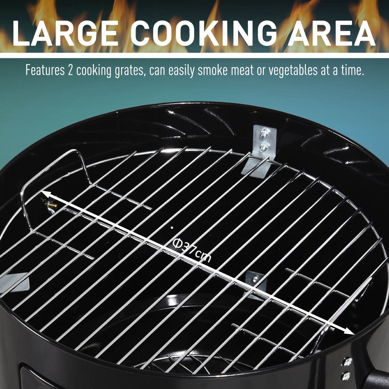 Outsunny Steel 3 in 1 Charcoal Smoker Grill w/ Thermostat Black on ...