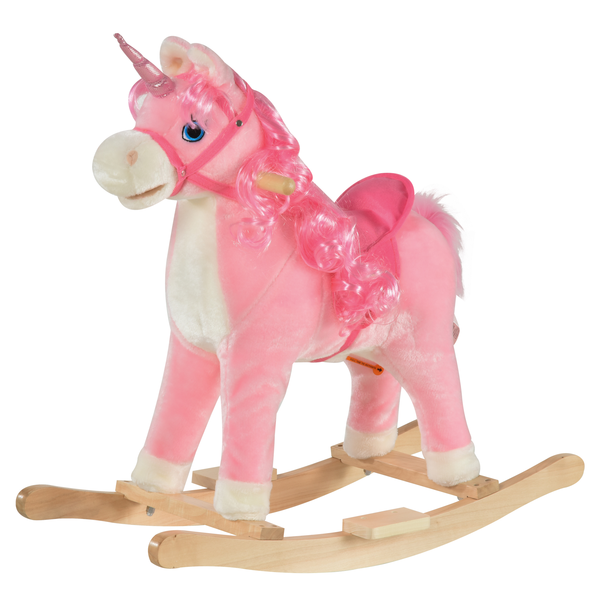 Kids Plush Rocking Horse Ride On Unicorn w/ Sound Moving Mouth Wagging ...