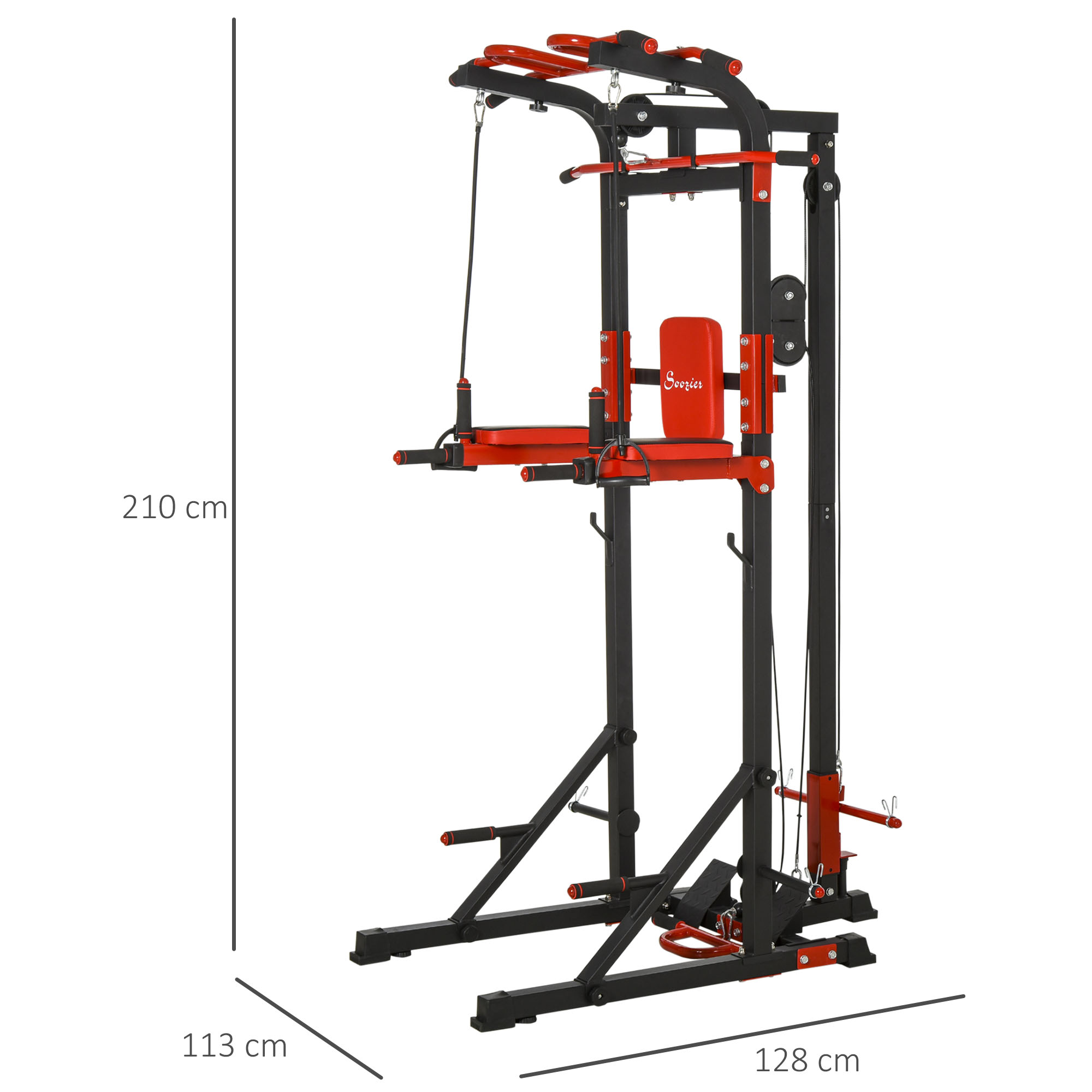 HOMCOM Pull Up Bar Station Power Tower for Home Gym Traning Workout ...