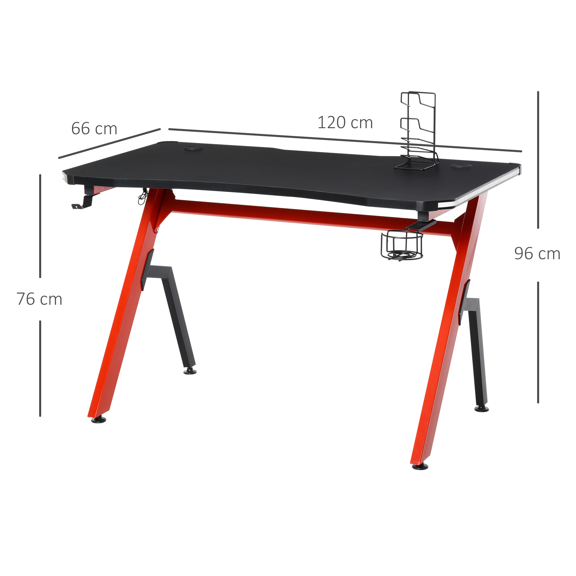 HOMCOM Gaming Desk Racing Style Home Office Ergonomic Computer Table ...