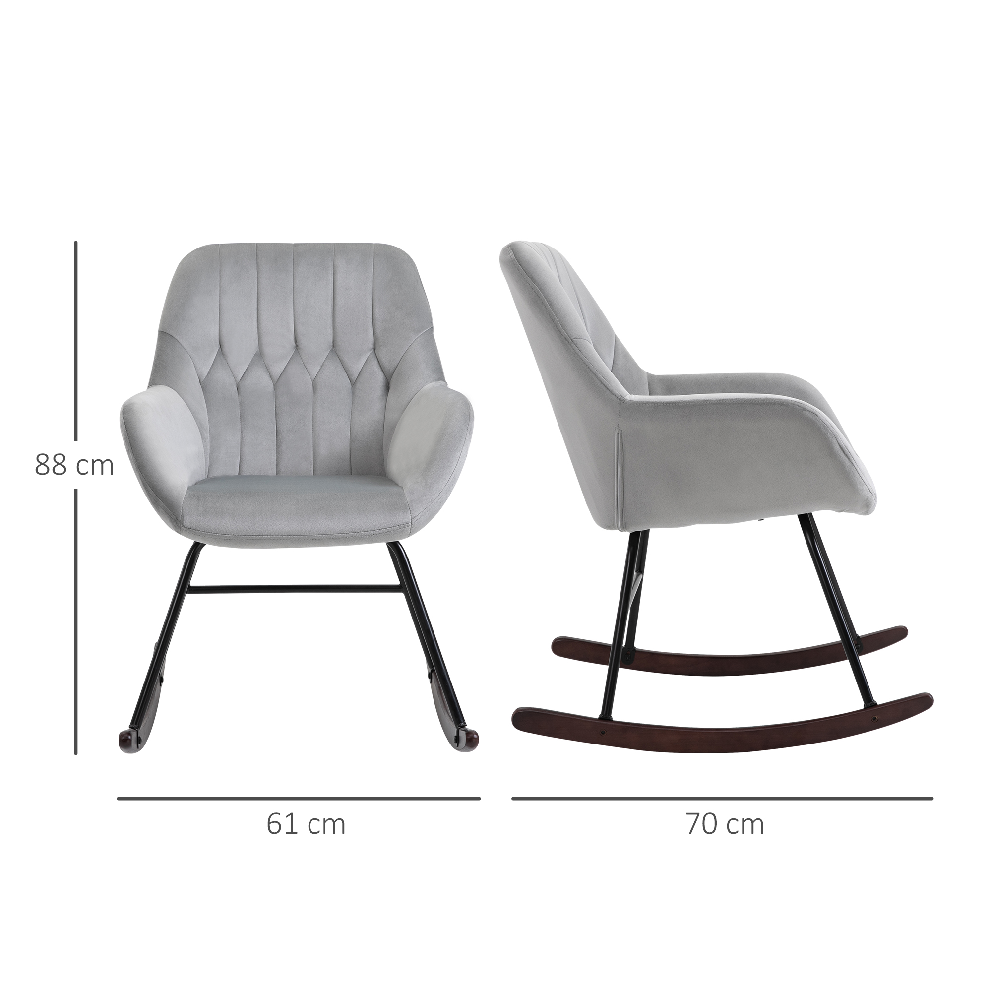HOMCOM Rocking Chair Reading Accent Armchair with Steel Frame Sponge ...
