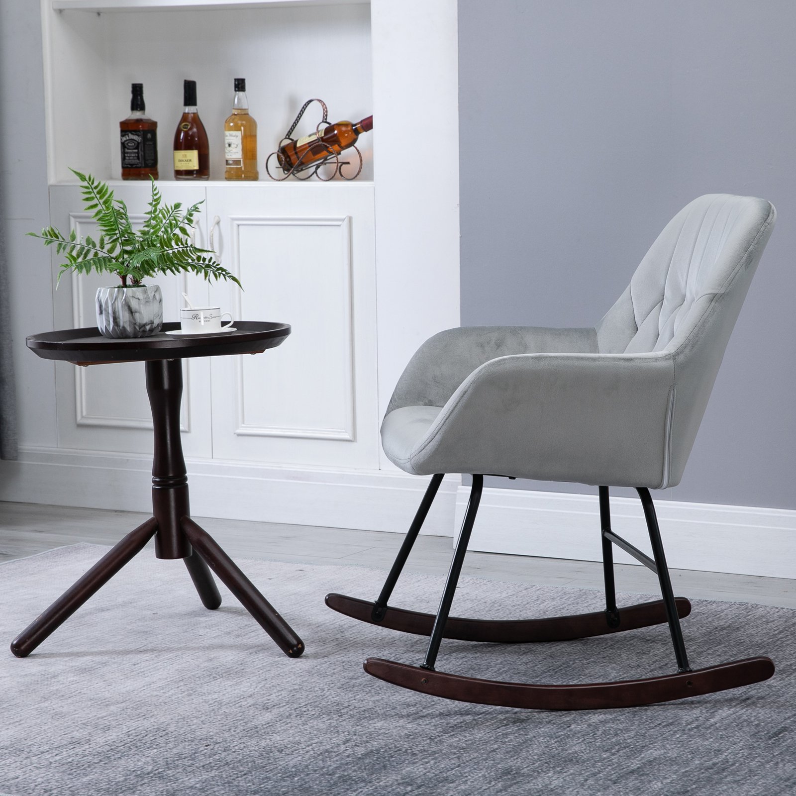 HOMCOM Rocking Chair Reading Accent Armchair with Steel Frame Sponge ...