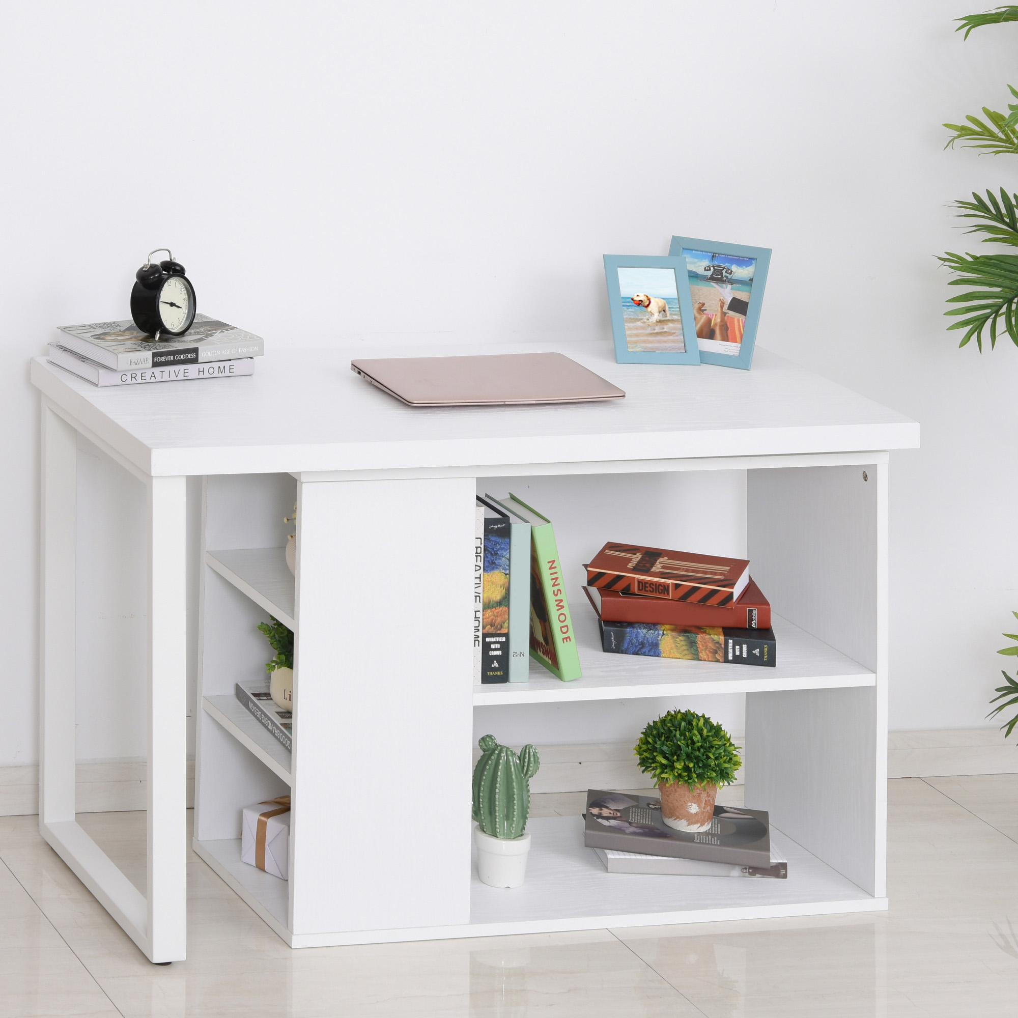 HOMCOM Corner Desk L-Shaped Straight Computer Desk with Rotating ...