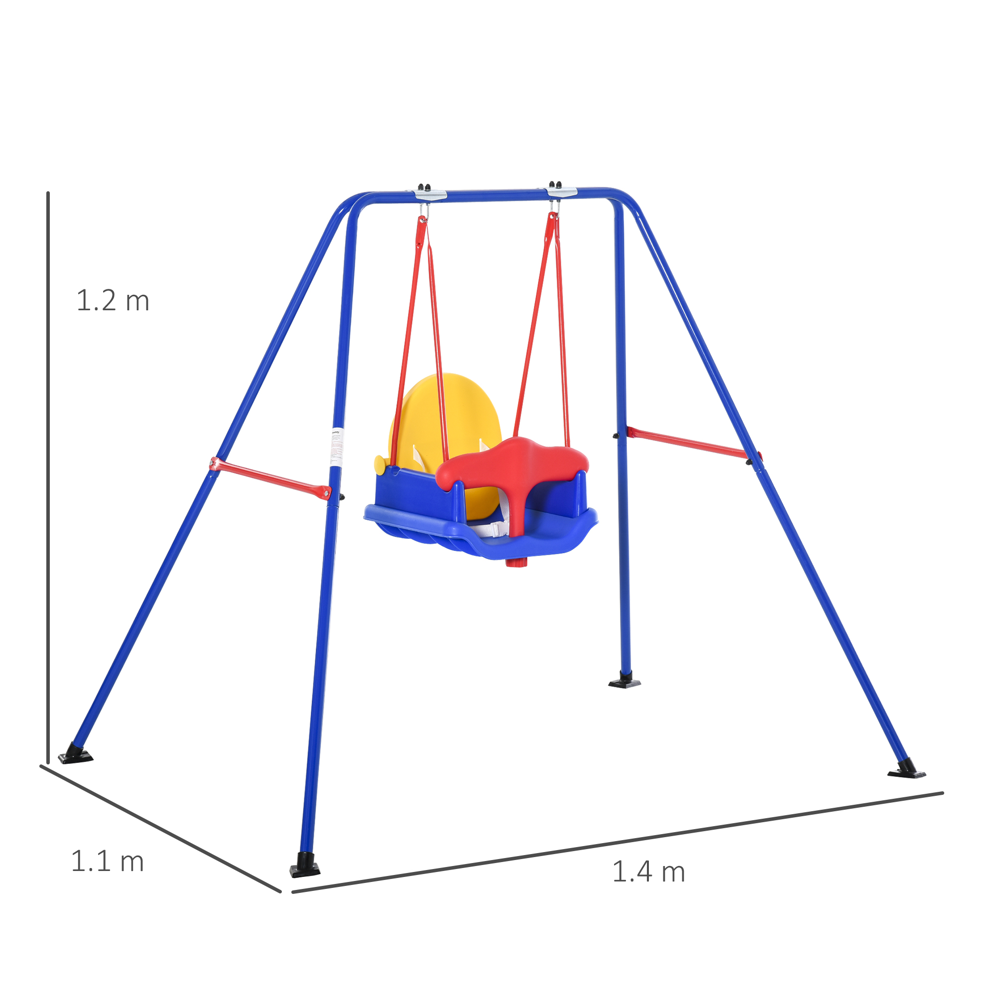 Metal Kids Swing Set with Baby Seat Safety Harness A-Frame Stand for ...