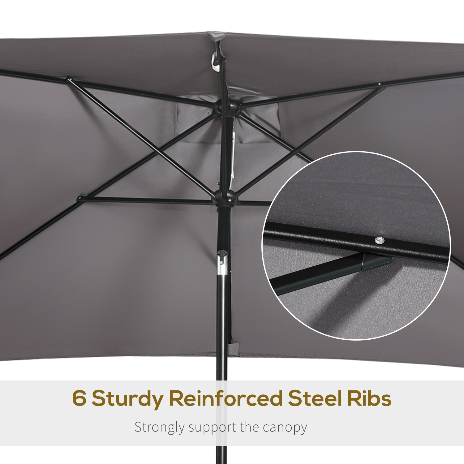 Outsunny 3x2m Patio Umbrella Canopy Parasol Garden Tilt Crank ...