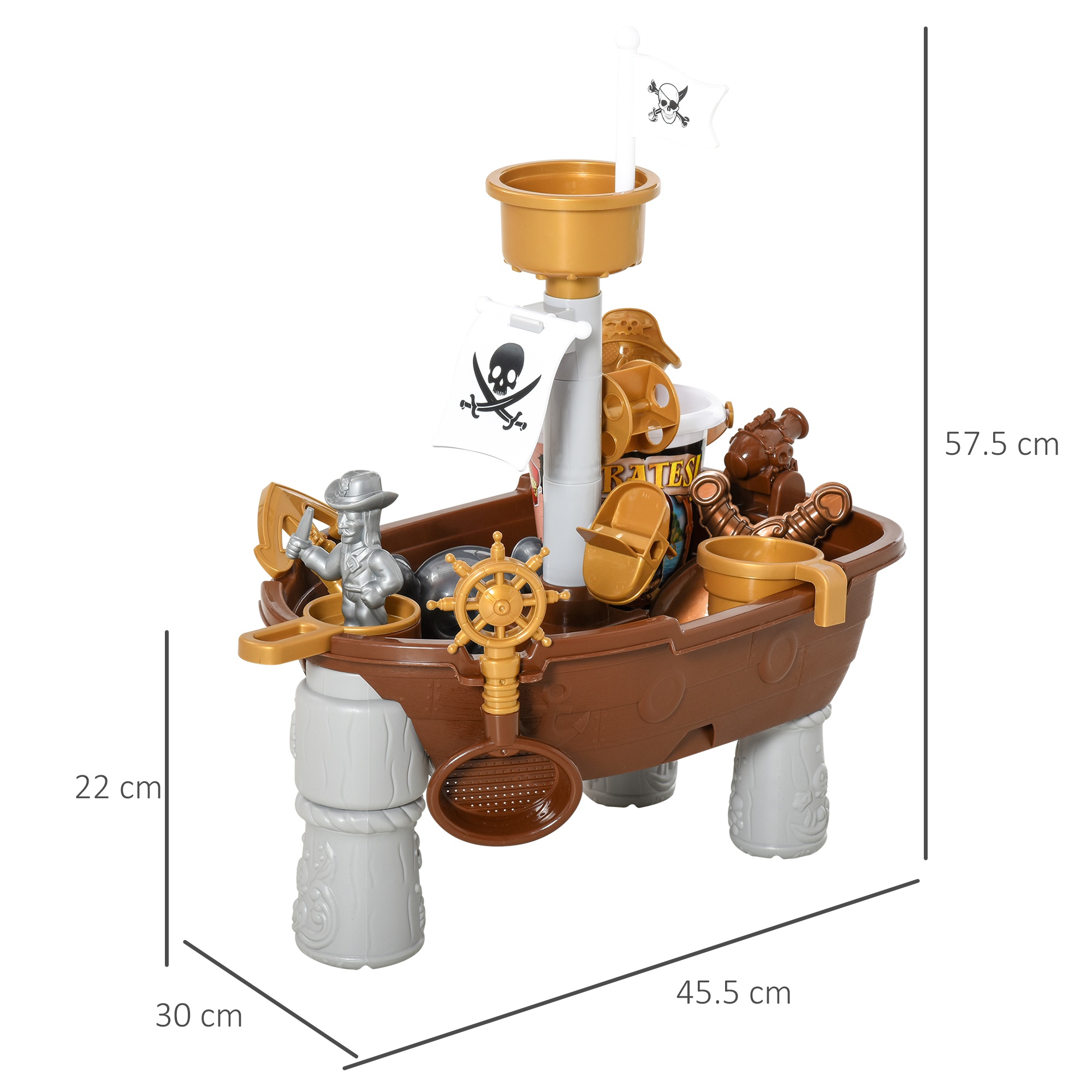 Pirate Ship Theme Sand and Water Table Beach Toy Set 2 in 1 Outdoor ...