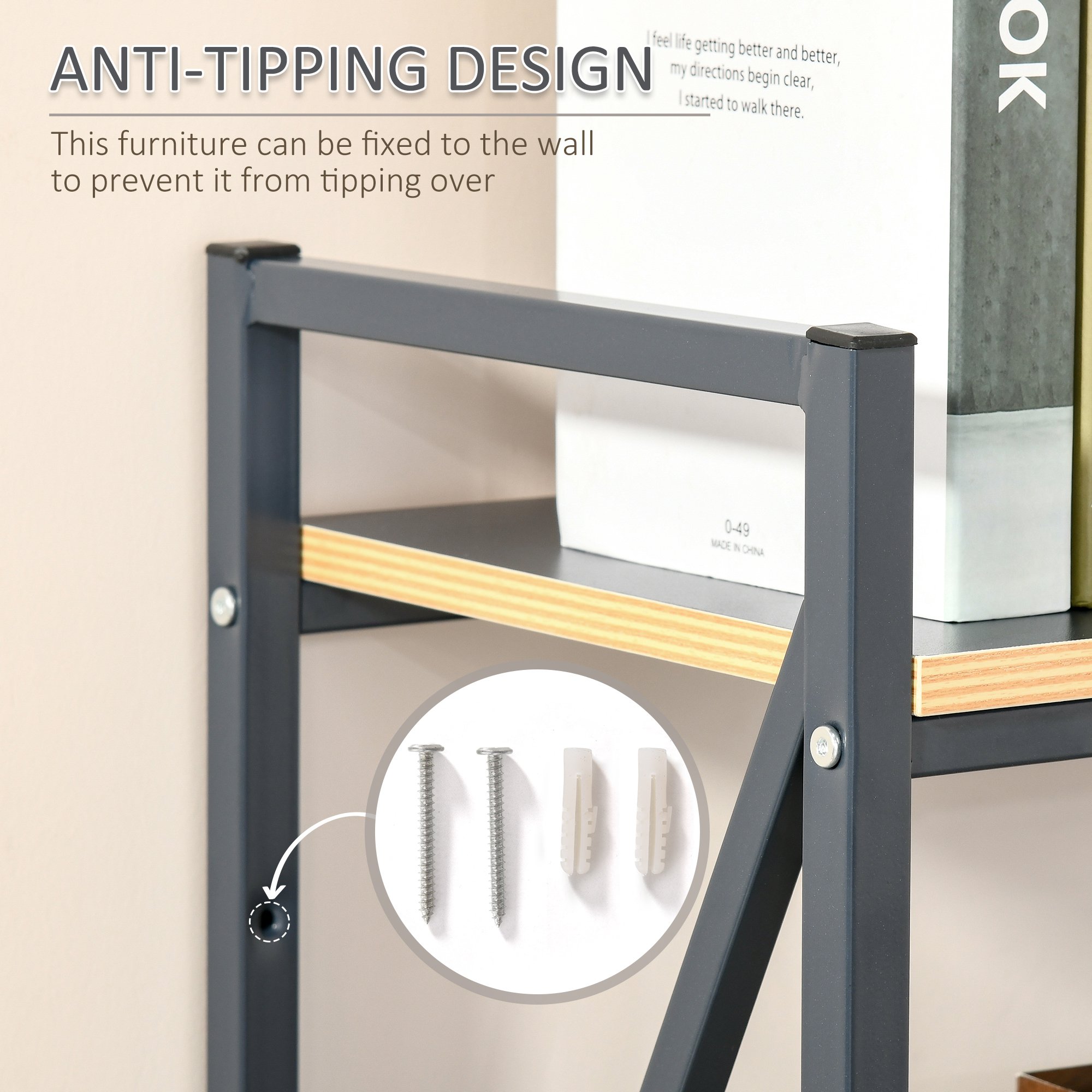 Industrial 4-Tier Bookcase Storage Organizer, Display Rack Open Floor ...