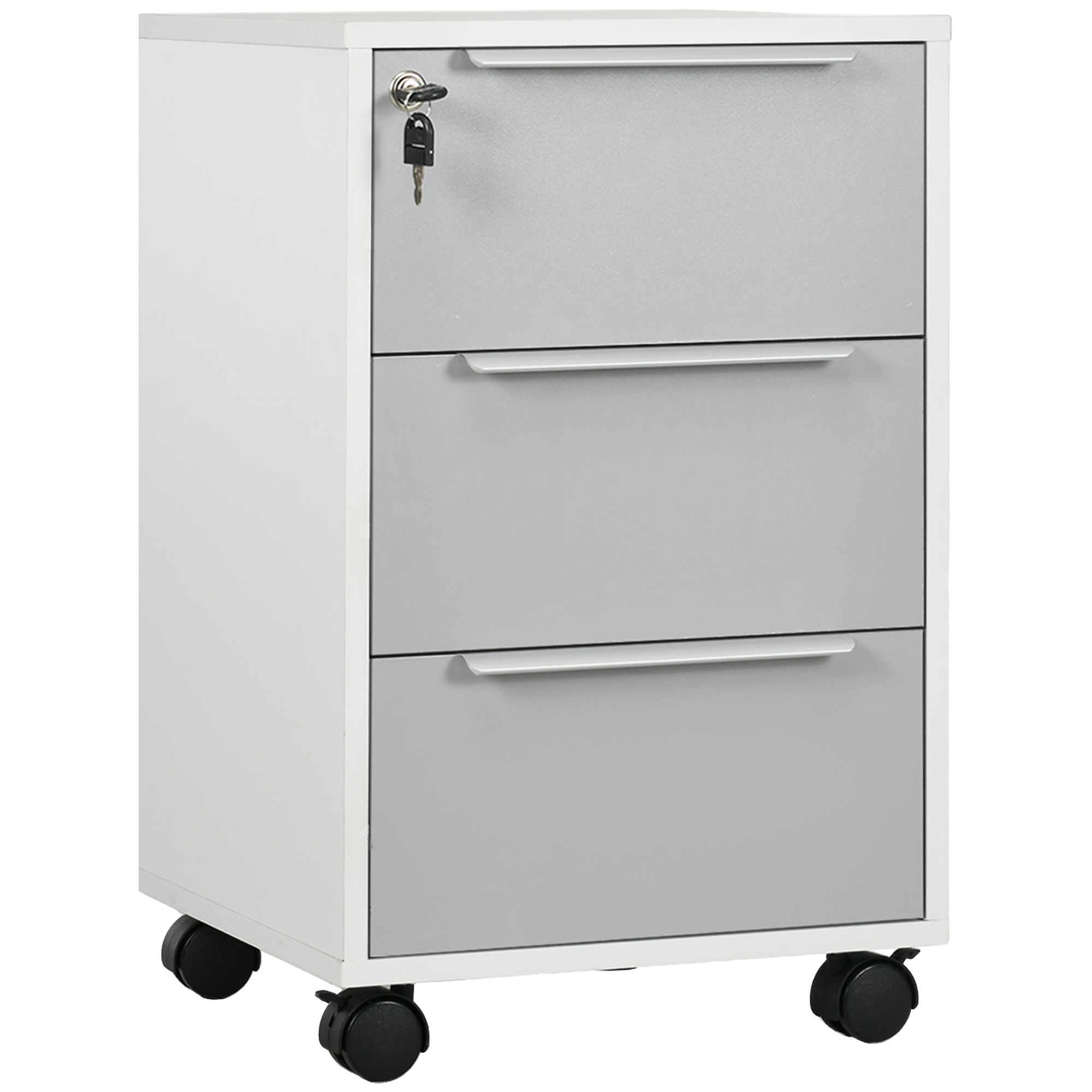 Three-Drawer Locking Filing Cabinet - Grey/White on Anglia Market