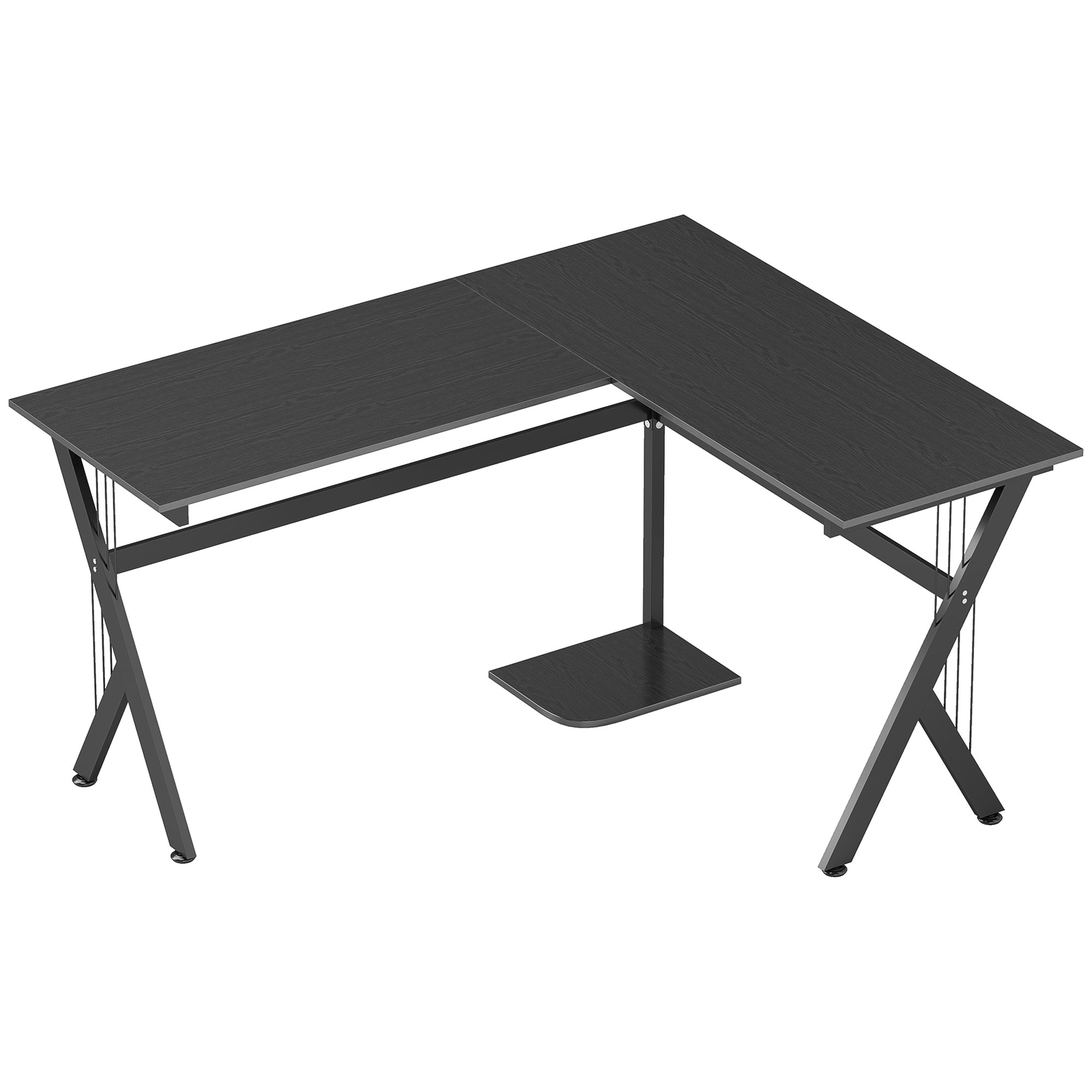 L Shaped Gaming Desk, 155 x 130cm Corner Computer Desk with CPU Stand ...