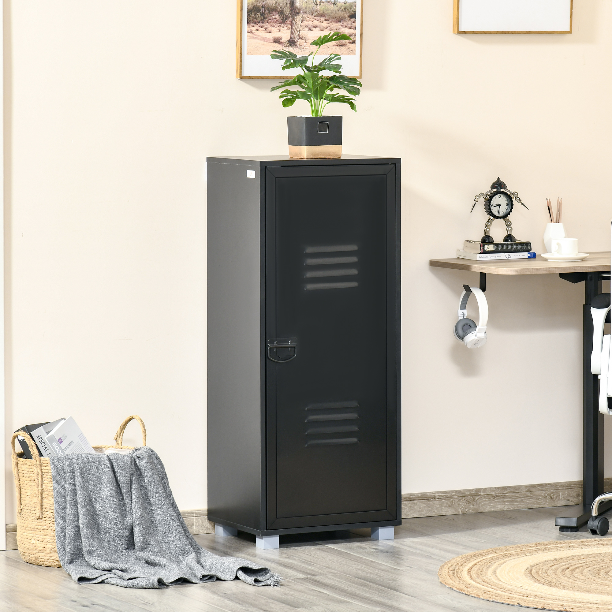 HOMCOM Modern 2-Tier File Cabinet, Storage Organizer with Metal Louvred ...