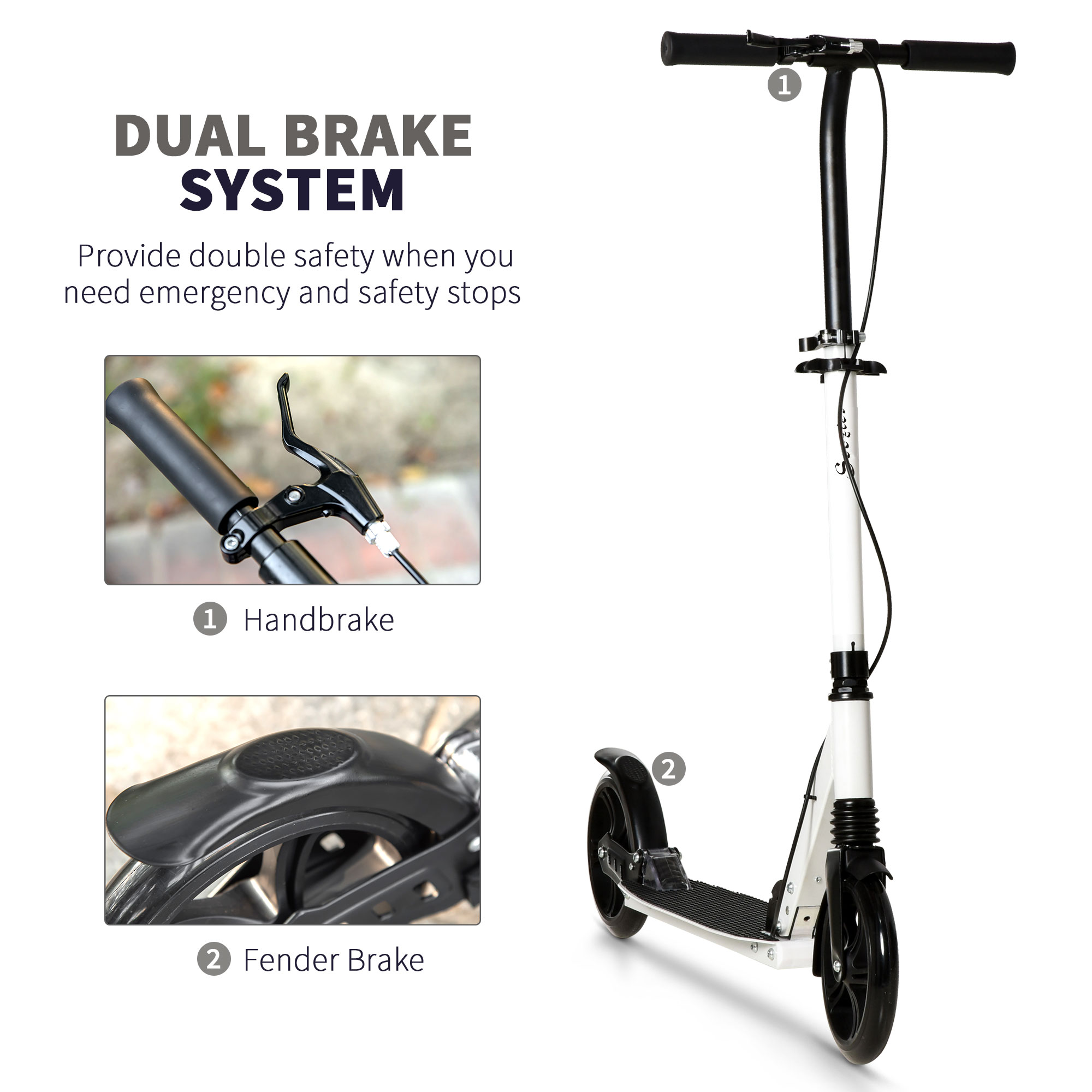 One-click Folding Kick Scooter for 14+ w/ Adjustable Handlebar, Push ...