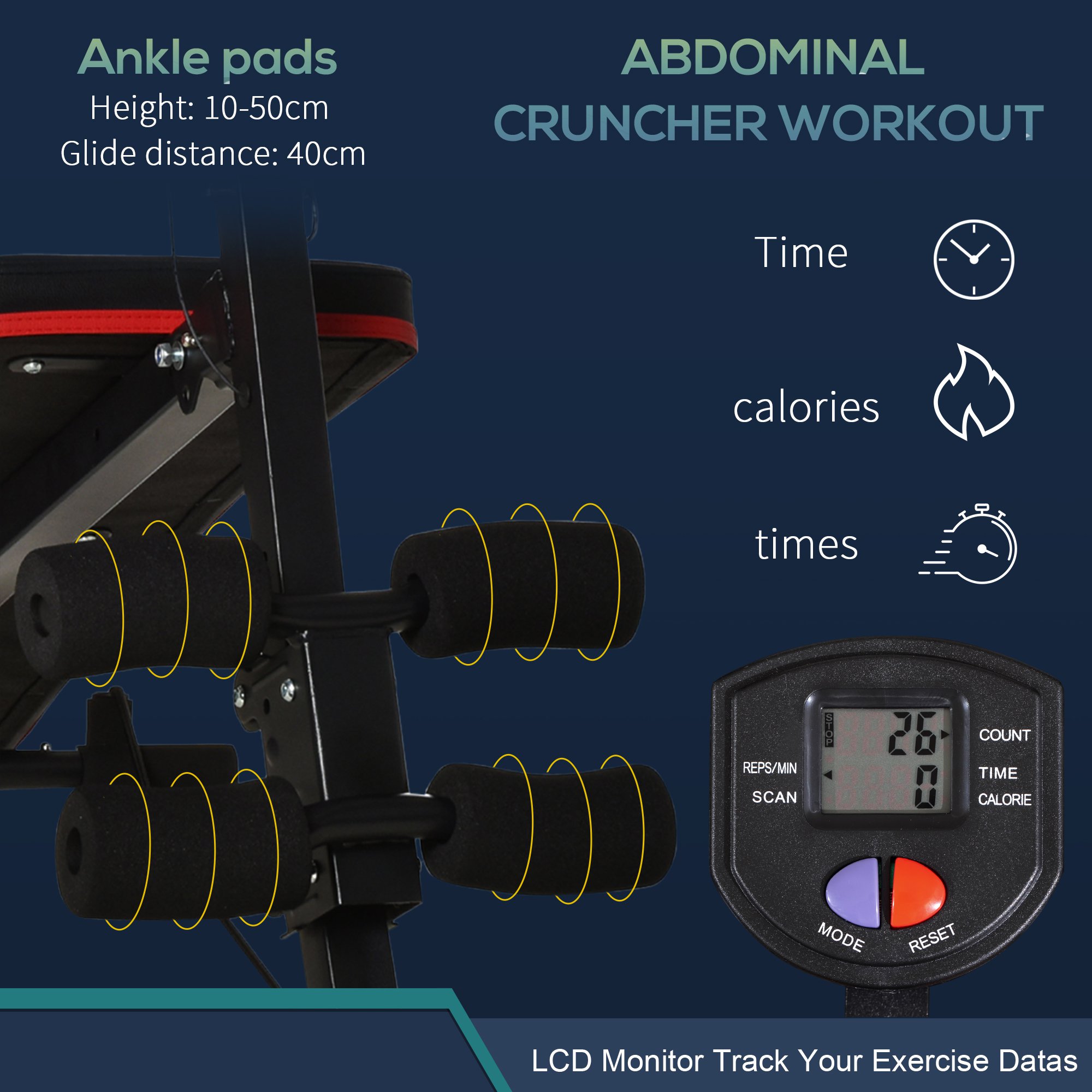 Adjustable Sit-Up Bench, Core Workout Abdominal Strength Building ...