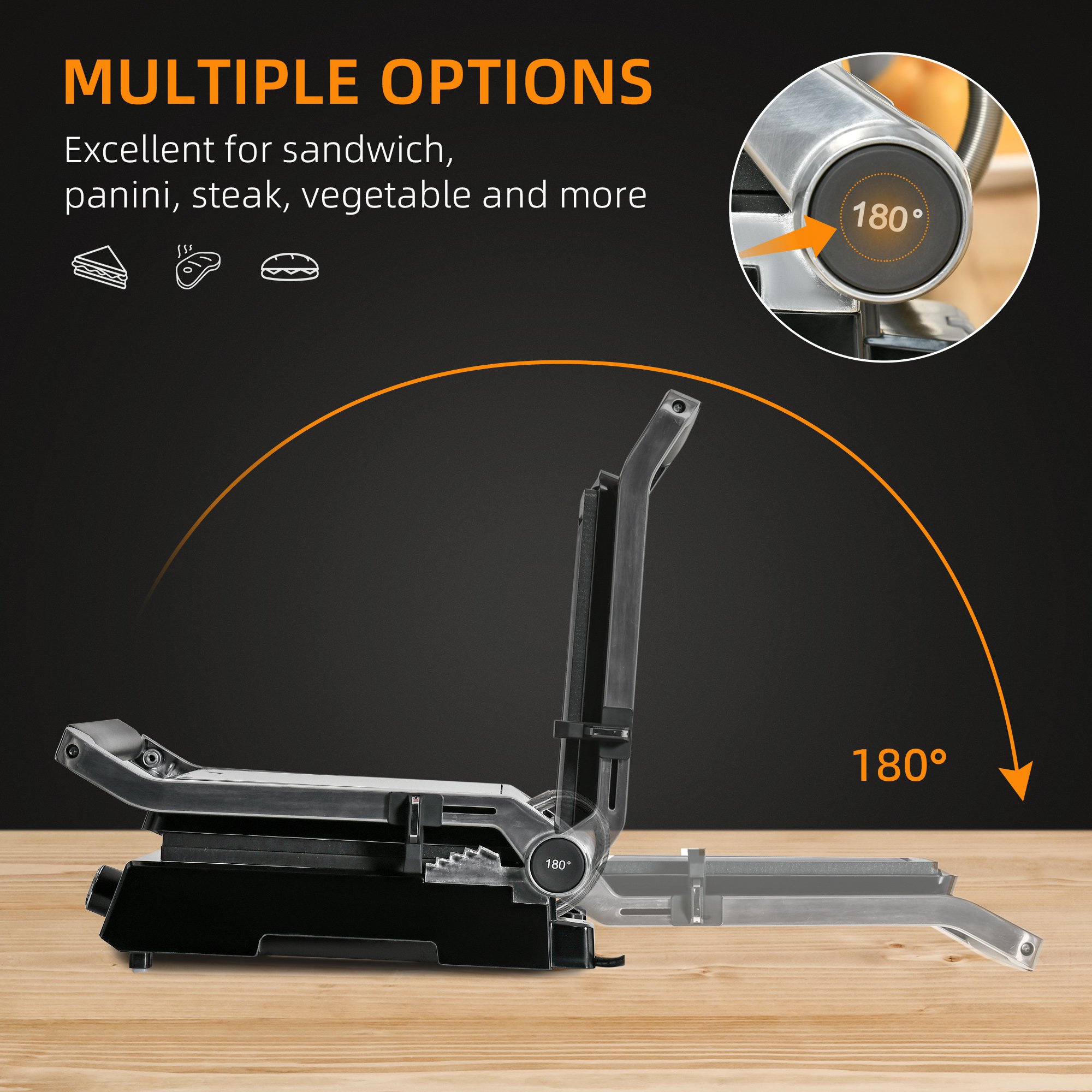 HOMCOM Health Grill & Panini Press, 4 Slice Toastie Machine, 2000W ...