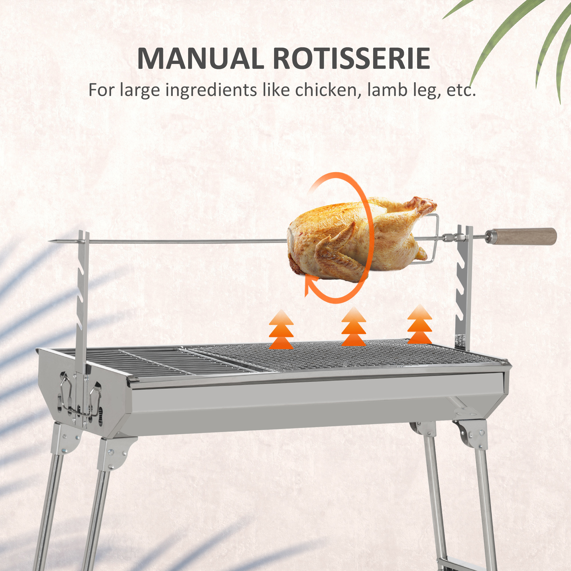 Charcoal Grill Portable BBQ Rotisserie Roaster with Foldable Legs ...