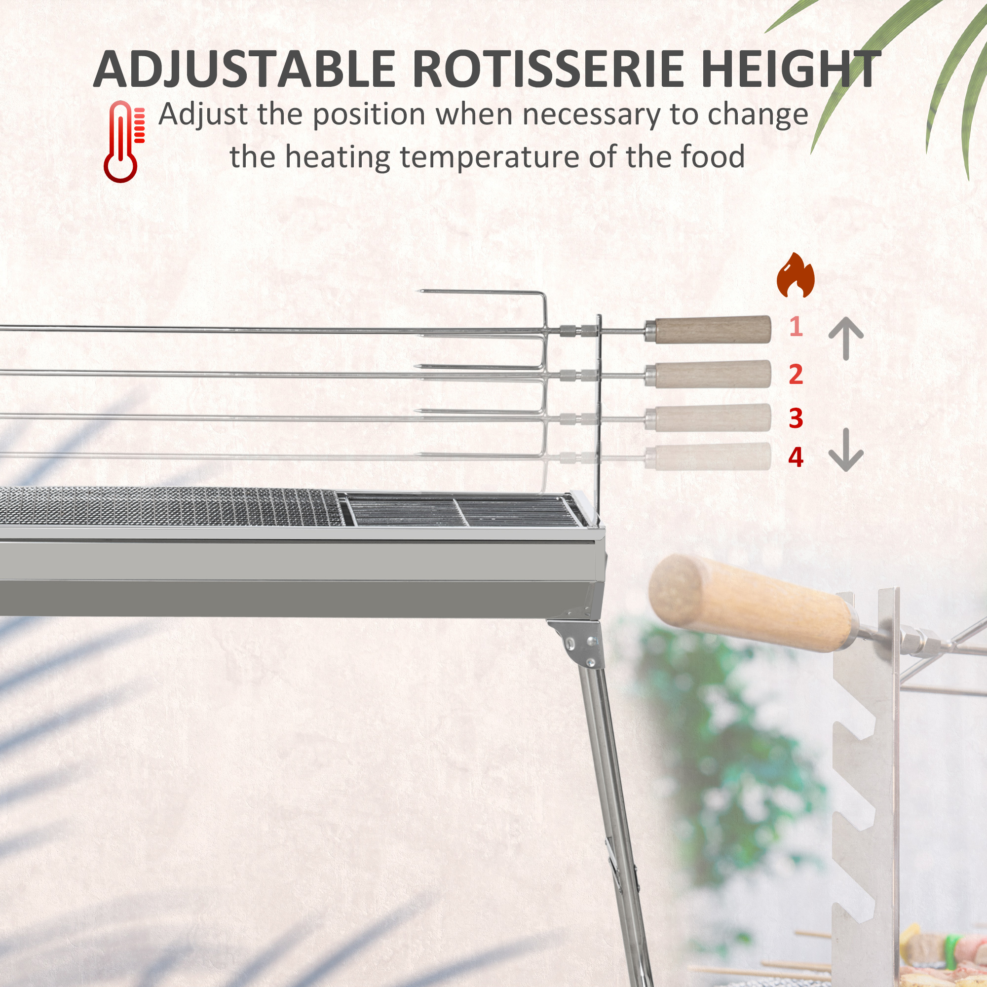 Charcoal Grill Portable BBQ Rotisserie Roaster with Foldable Legs ...