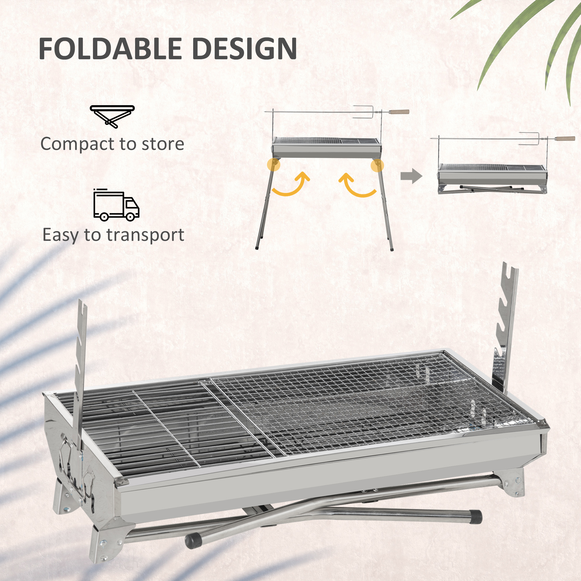 Charcoal Grill Portable BBQ Rotisserie Roaster with Foldable Legs ...