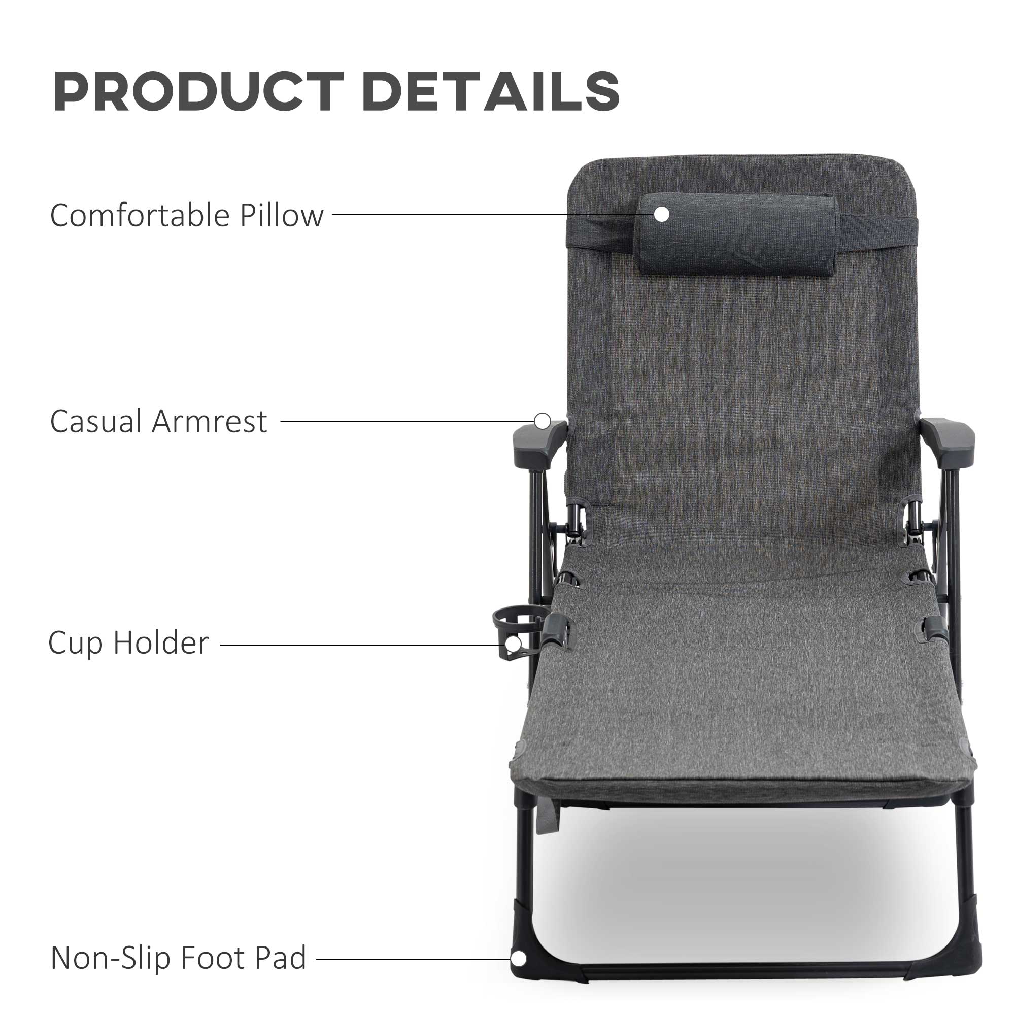 Outsunny Folding Sun Lounger, Mesh Fabric Chaise Lounge Chair, 7 ...