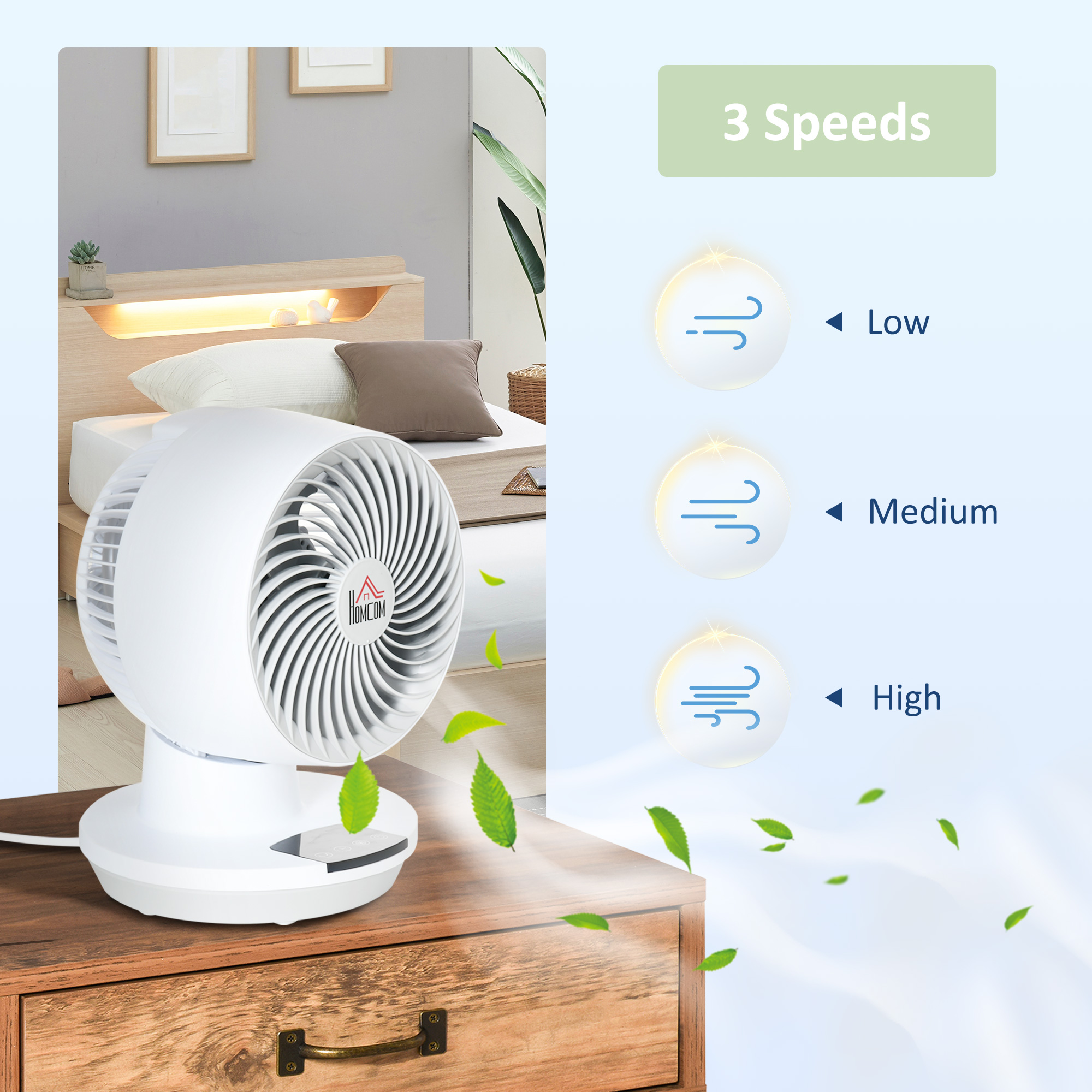 28cm Electric Table Desk Fan with 3 Speed, Remote, Small Portable ...