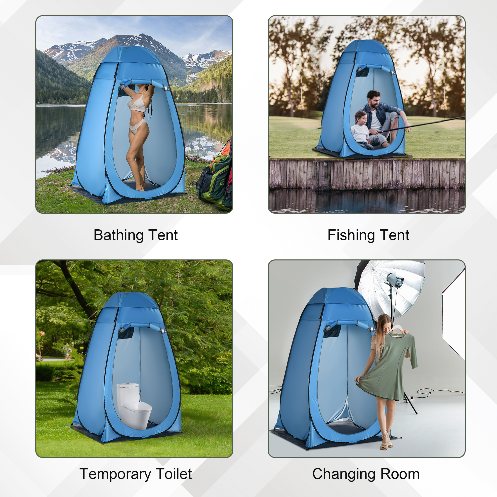 Camping Shower Tent Pop Up Toilet Privacy for Outdoor Changing Dressing ...