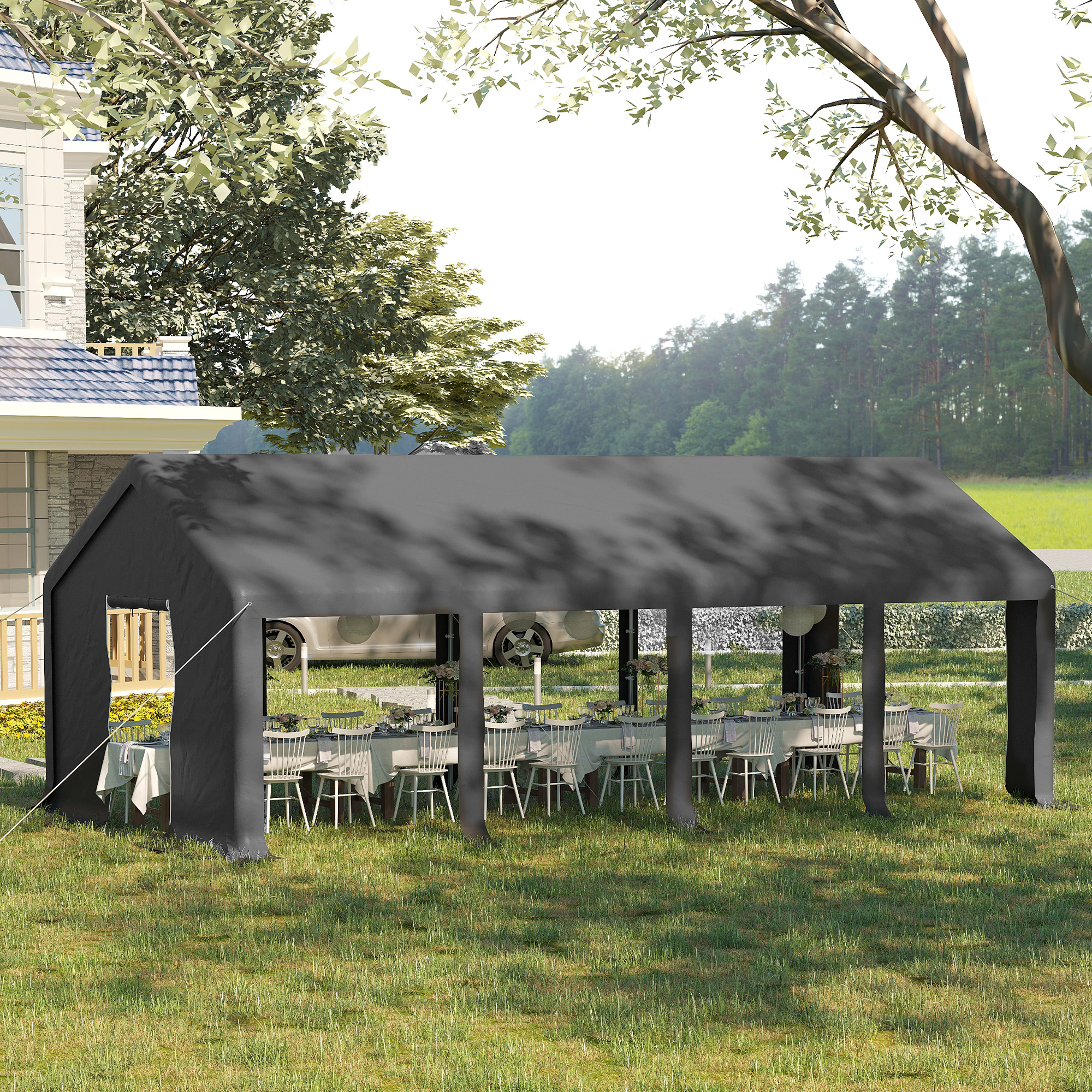 Outsunny 4 x 8 m Patio Garden Party Canopy, Outdoor BBQ, Wedding ...