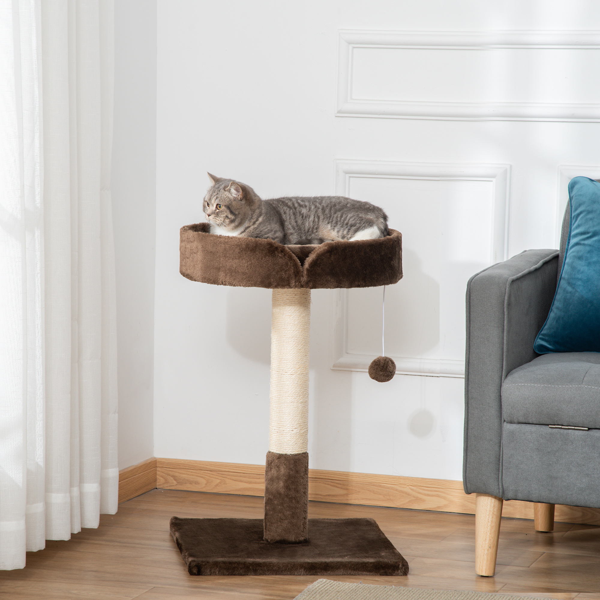 PawHut Small Cat Tree for Indoor Cats with Sisal Scratching Post Kitten ...