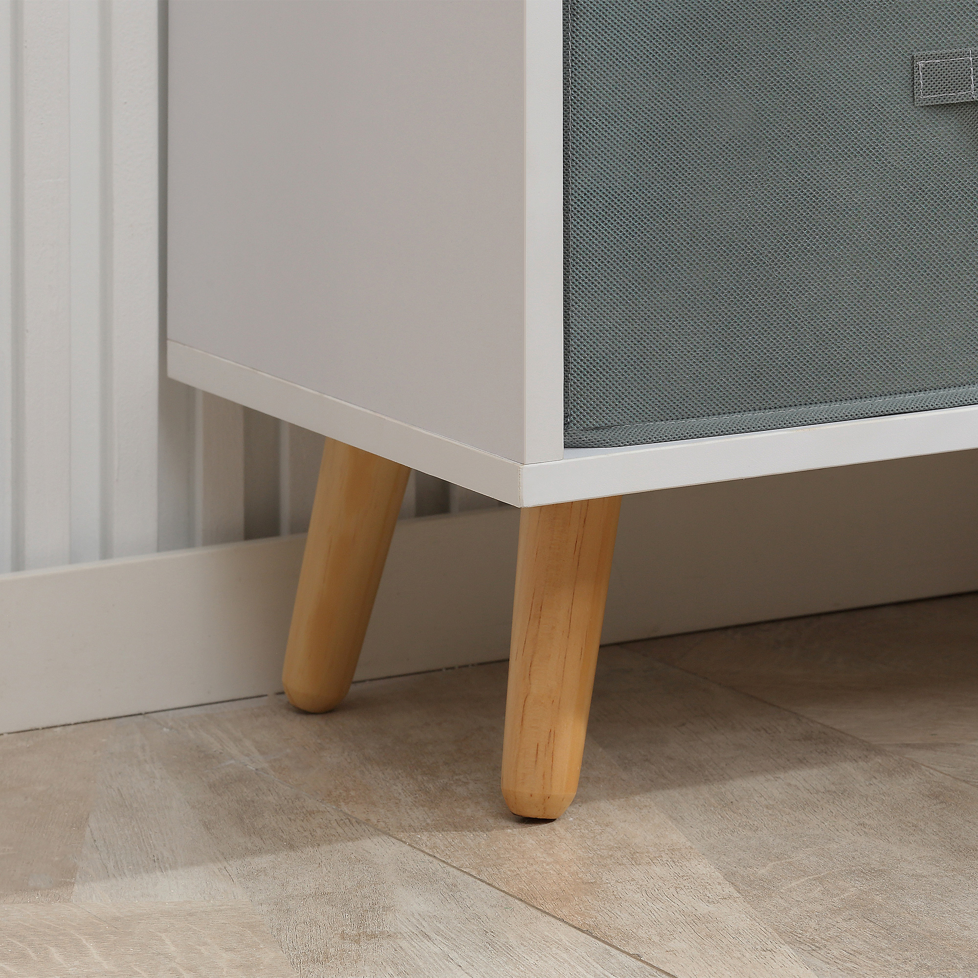 Freestanding 7 Cube Storage Cabinet, Shelving Unit with 3 Fabric ...