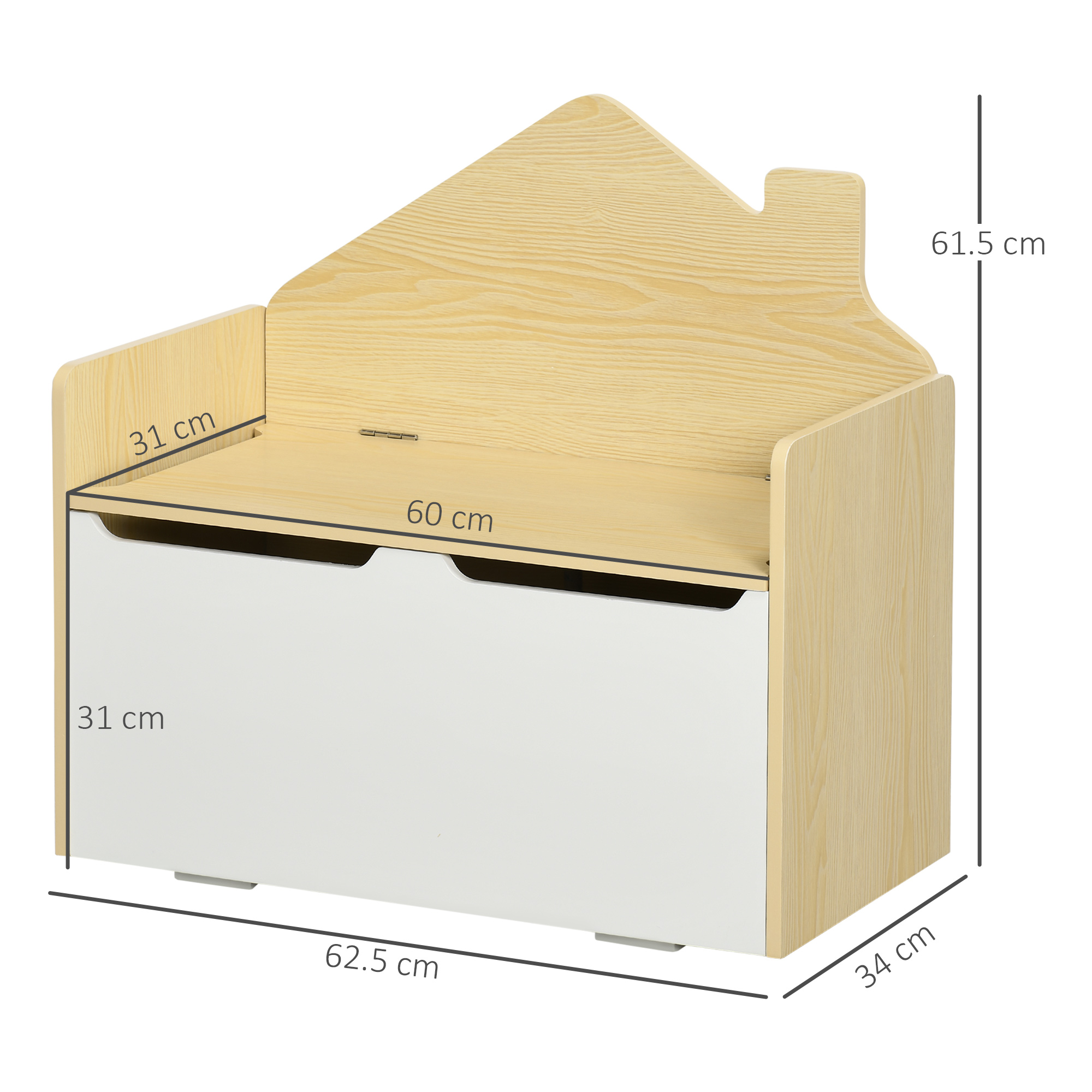 Kids Storage Bench, with Lid Pressure Rod - White on Anglia Market