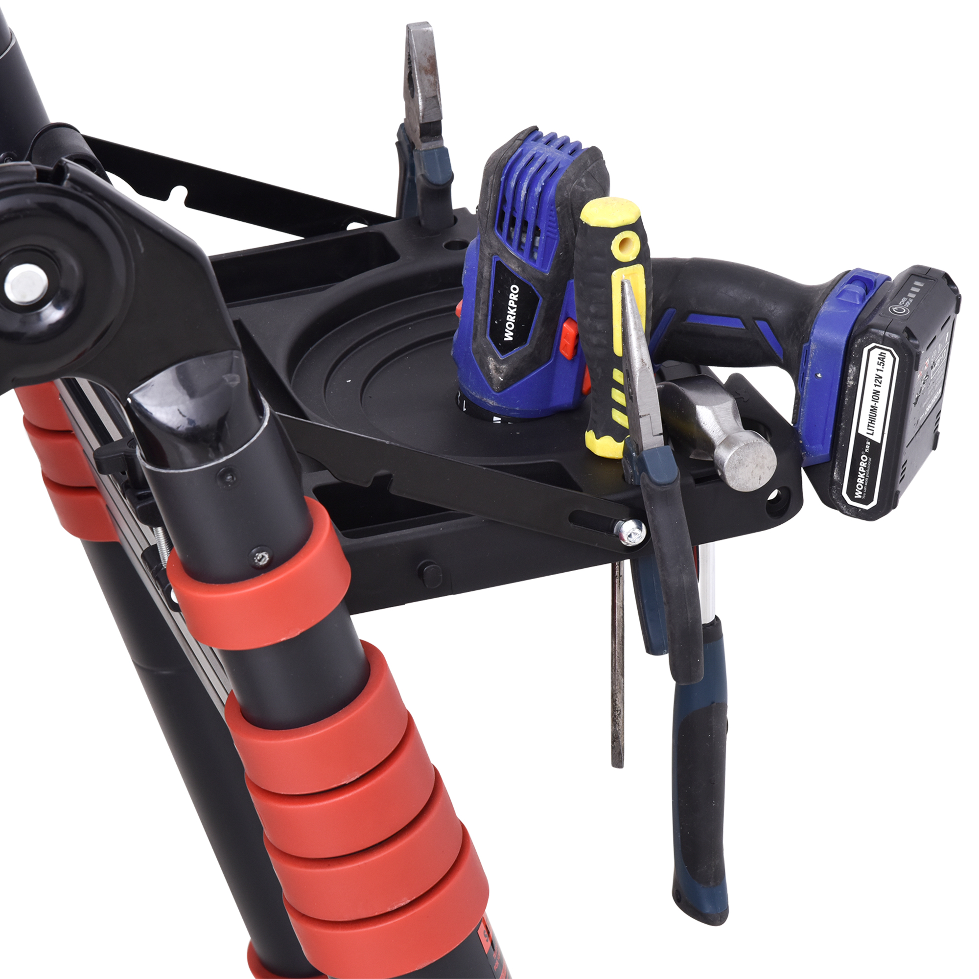 HOMCOM 3.8M Duo Aluminium Ladder w/ Tool Holder Herringbone Deployed ...