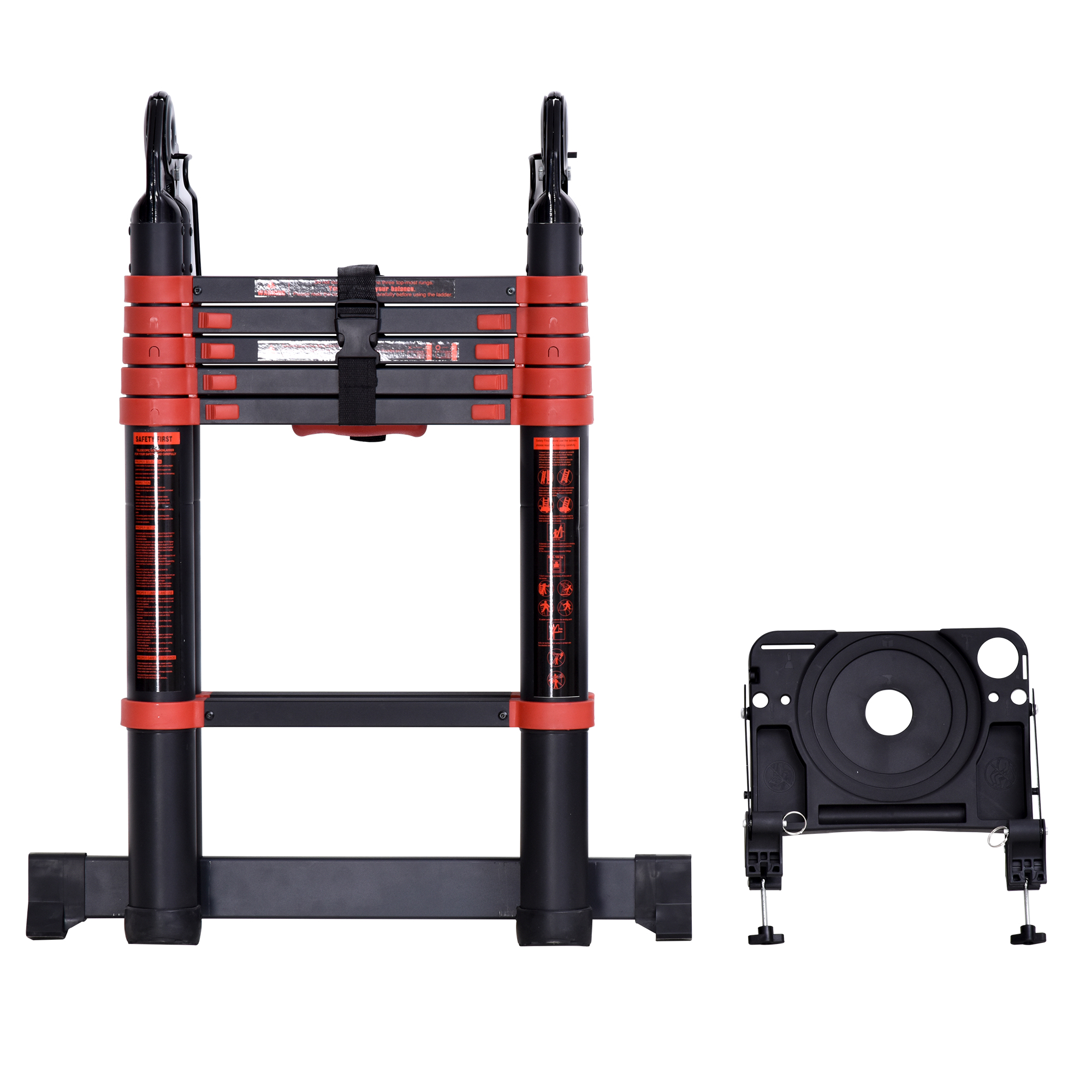 HOMCOM 3.8M Duo Aluminium Ladder w/ Tool Holder Herringbone Deployed ...