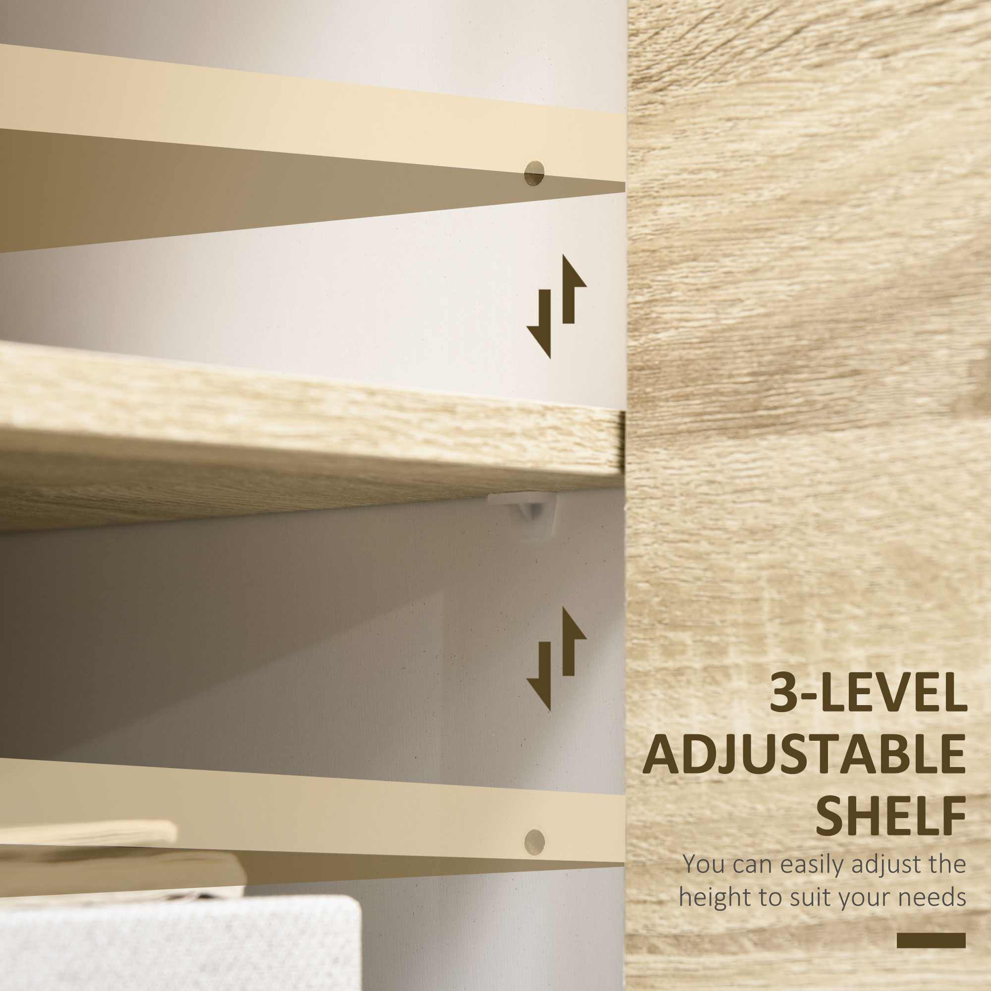 HOMCOM Modern Storage Cupboard with Push to Open Doors Adjustable Shelf ...