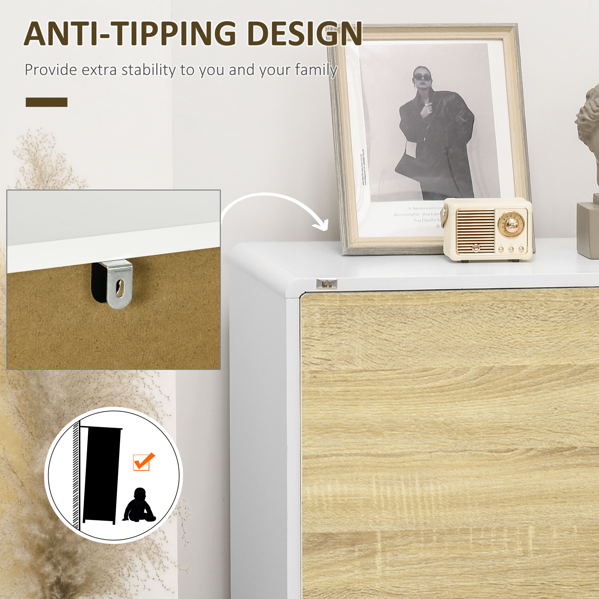 HOMCOM Modern Storage Cupboard with Push to Open Doors Adjustable Shelf ...