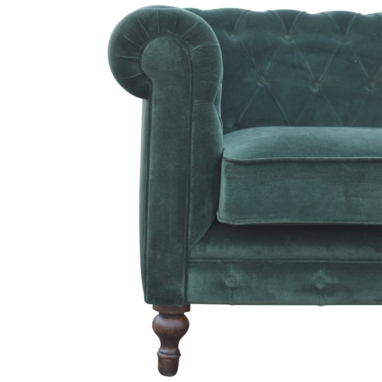Emerald Green Velvet Chesterfield Sofa on Anglia Market