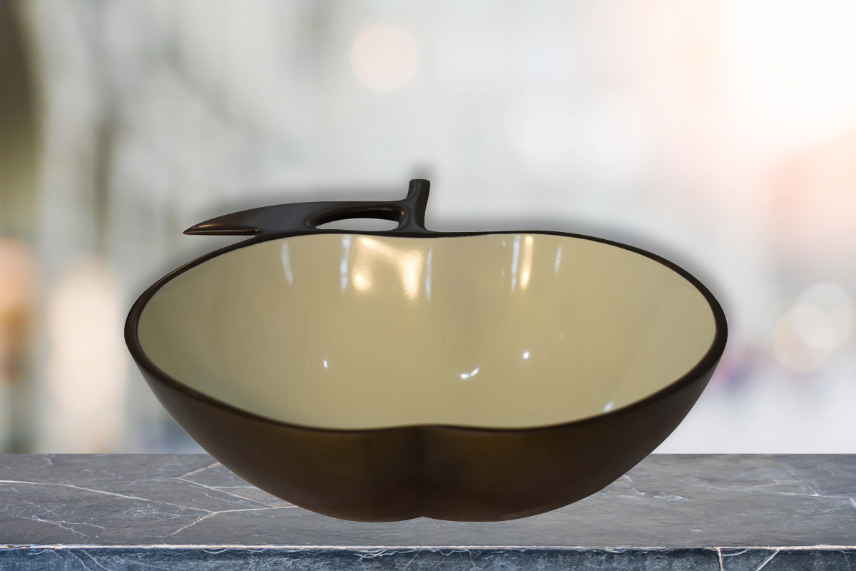 White Enamel Apple Fruit Bowl on Anglia Market