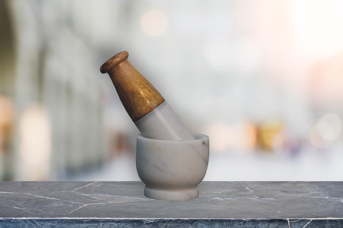 Small Wood & Marble Pestle and Mortar Set on Anglia Market: Mortars ...