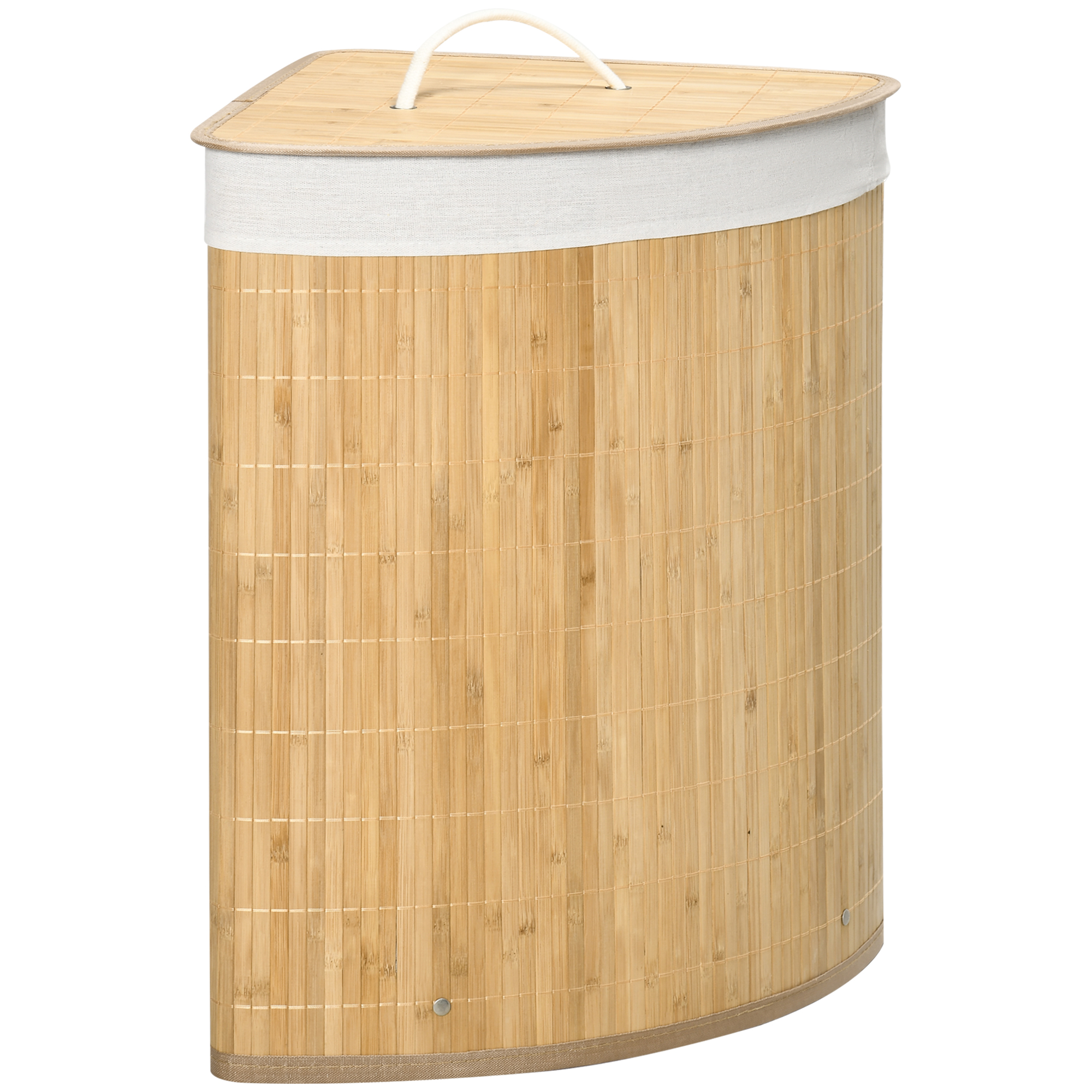 Bamboo Laundry Basket with Lid, 55 Litres Laundry Hamper with Removable ...