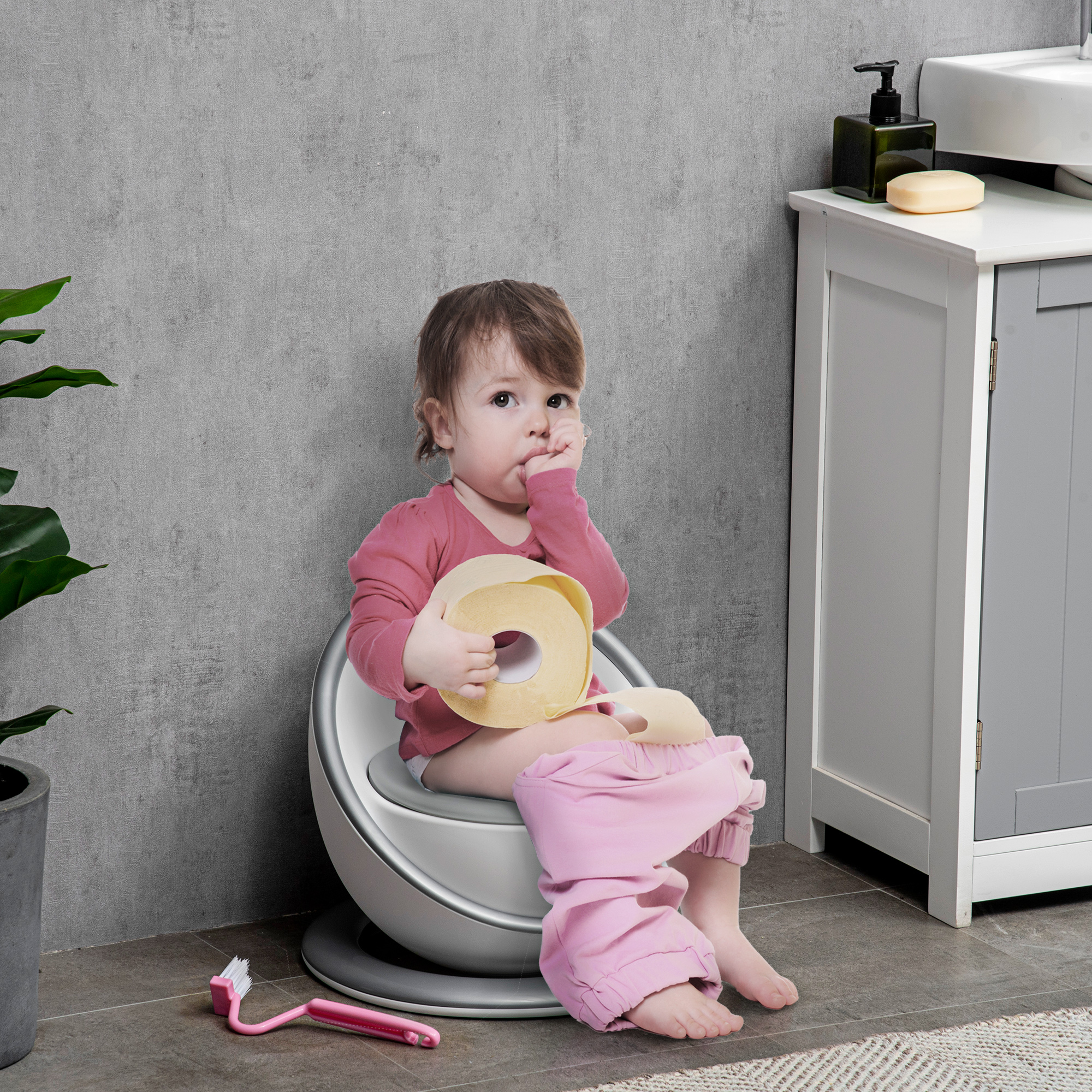 Kids Potty Training Toilet with Brush, Mini Size Training Seat with ...