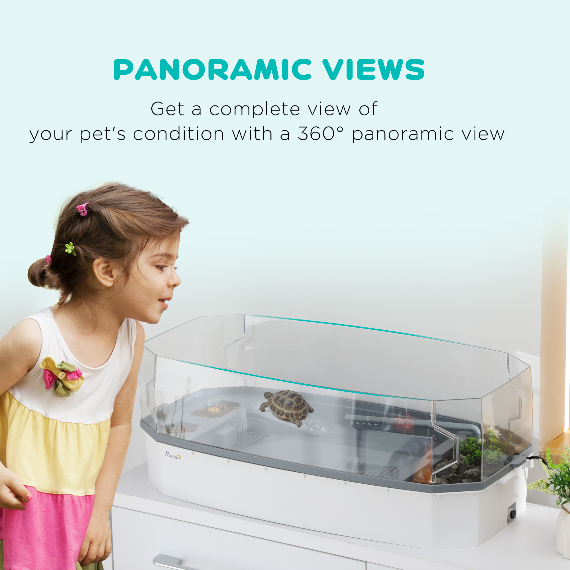 Tank with Pump, Escape Prevention, Drainage Holes for Turtles, Terrapin ...