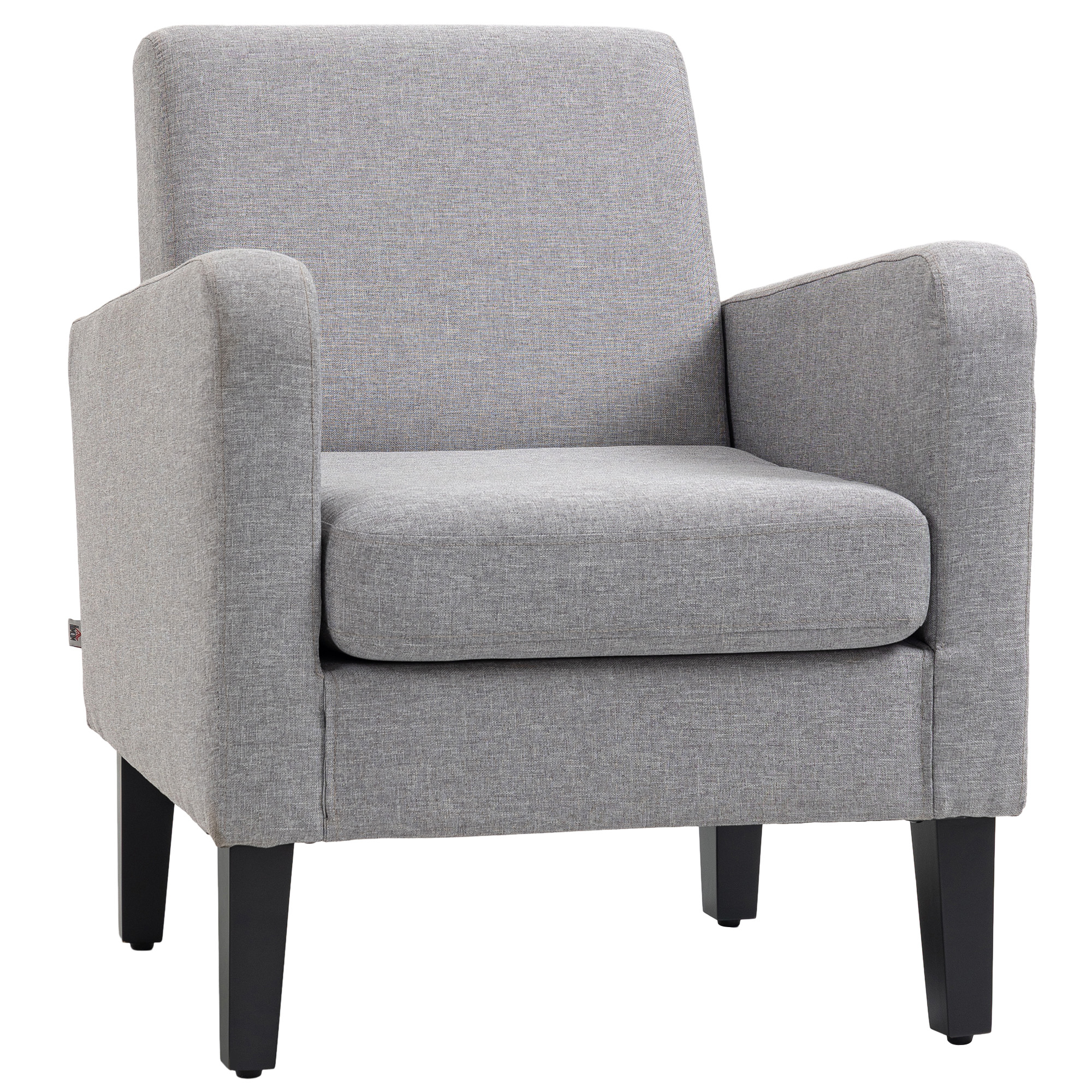 Linen-Look Boxy Armchair - Light Grey on Anglia Market