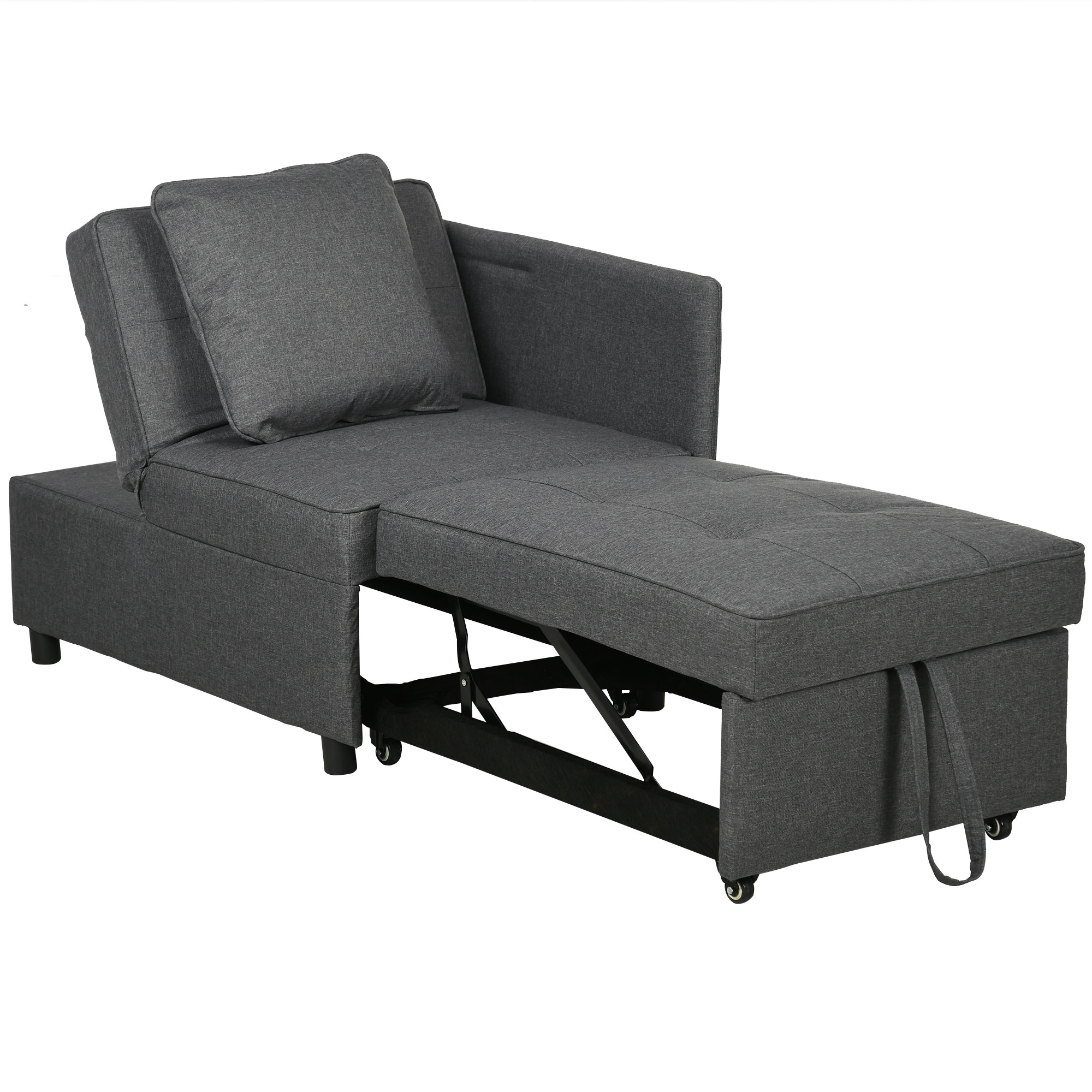 Convertible Single Sofa Bed with Thick Padded Seat, 3-in-1 Multi ...
