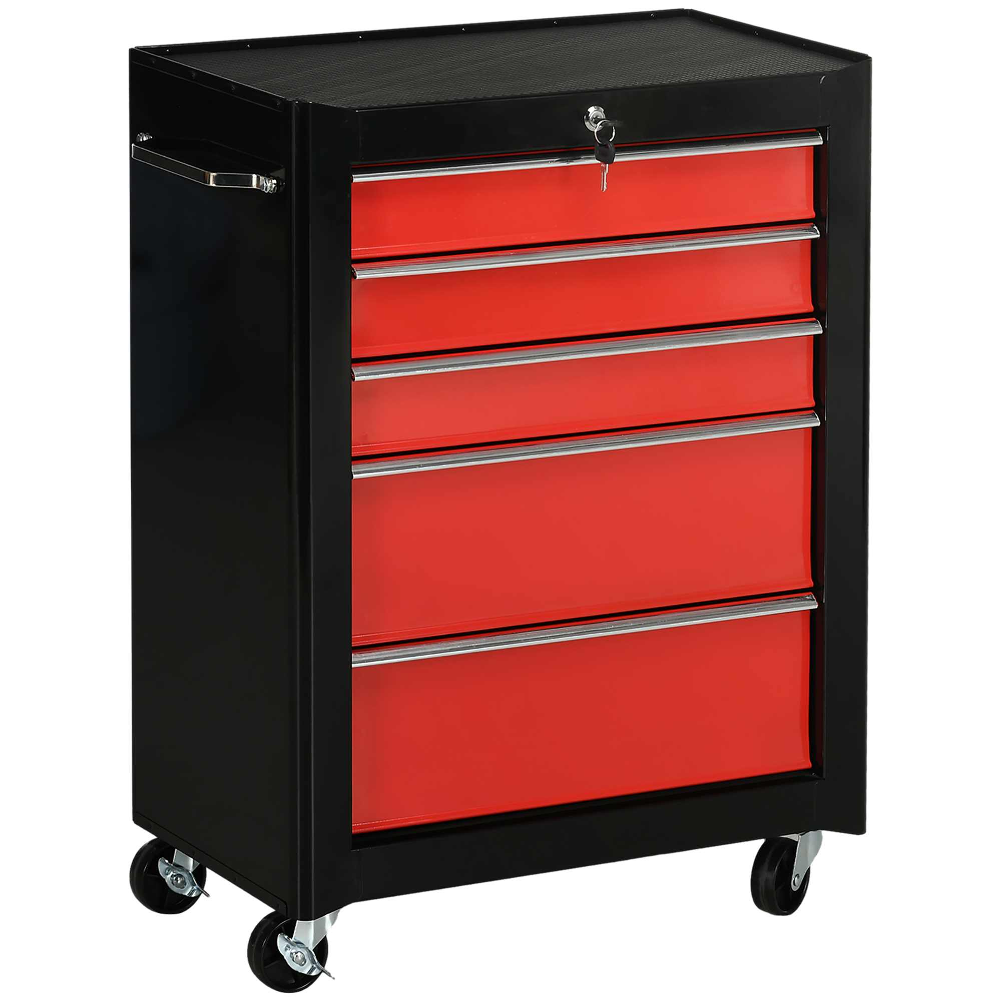 5-Drawer Tool Chest, Lockable Steel Tool Storage Cabinet with Wheels ...