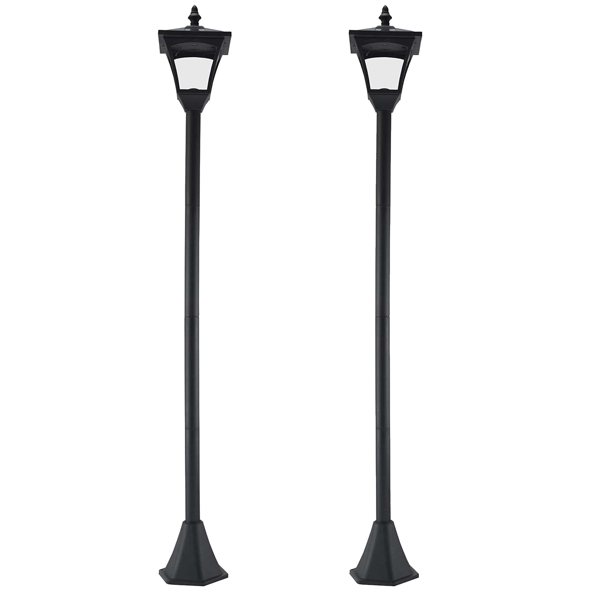 Set of 2 Outdoor Garden Solar Post Lamp Sensor Dimmable LED Lantern ...