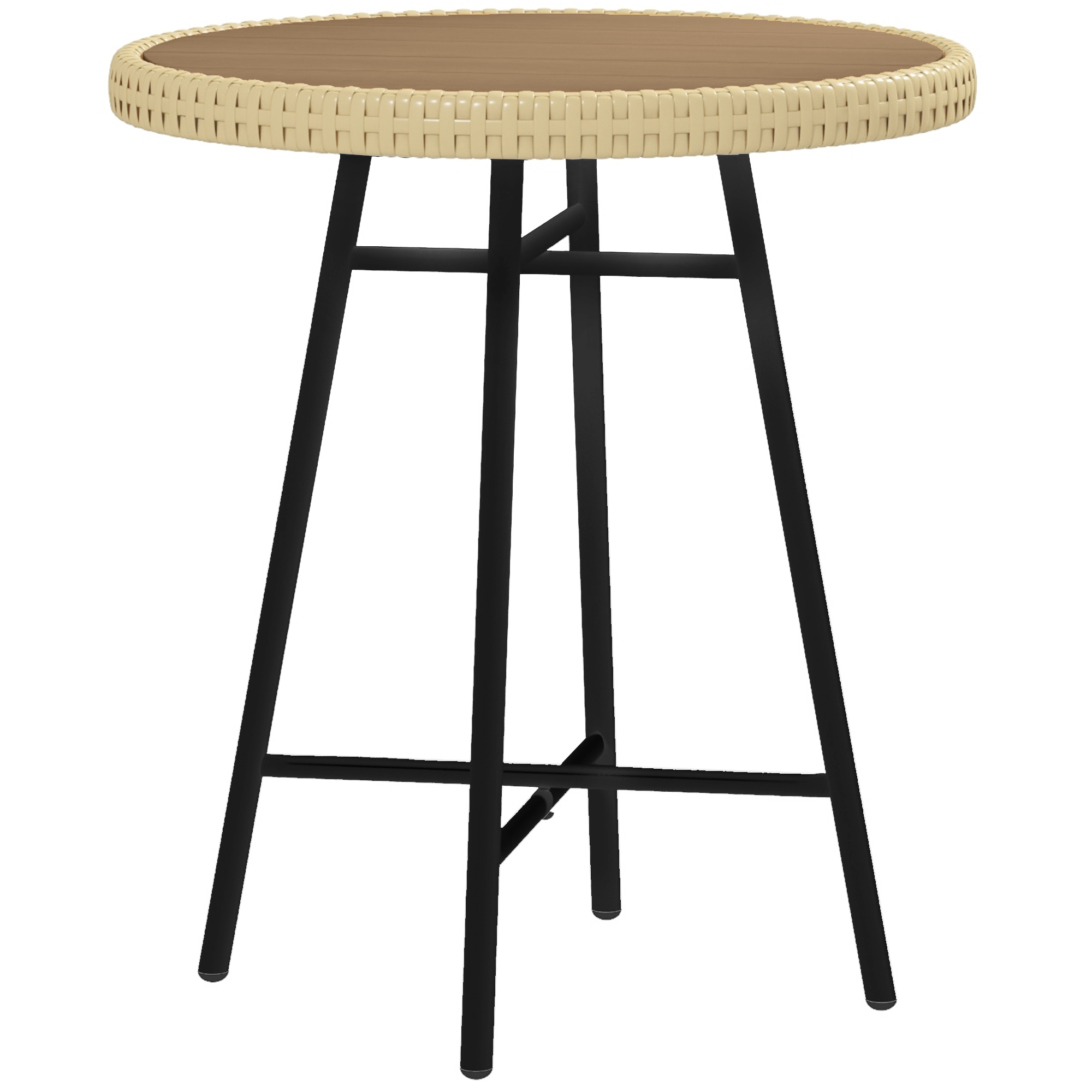 Rattan Border Outdoor Side Table - Natural Wood Finish on Anglia Market